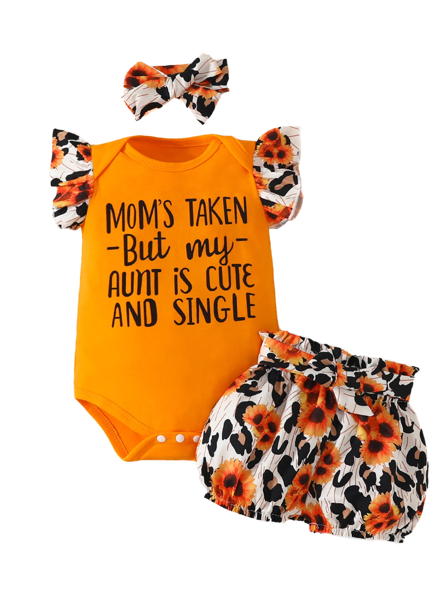 Wassery Baby Girls Shorts Set 3 6 9 12 18 Months Infant Girls Summer Outfits Fly Sleeve Letters ...