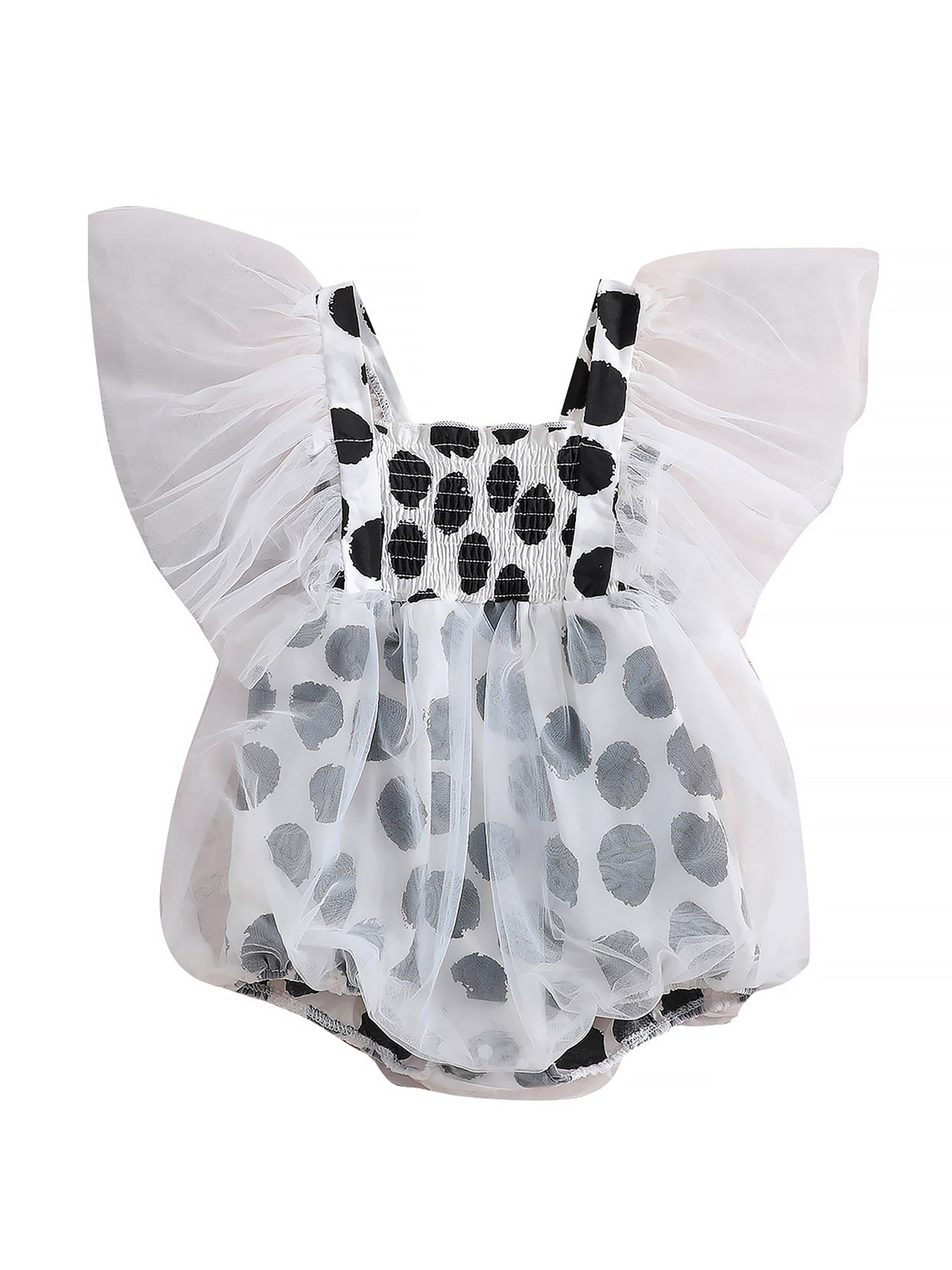 Wassery Baby Girls Spring Romper Cute Dots/Floral Print Fly Sleeve ...