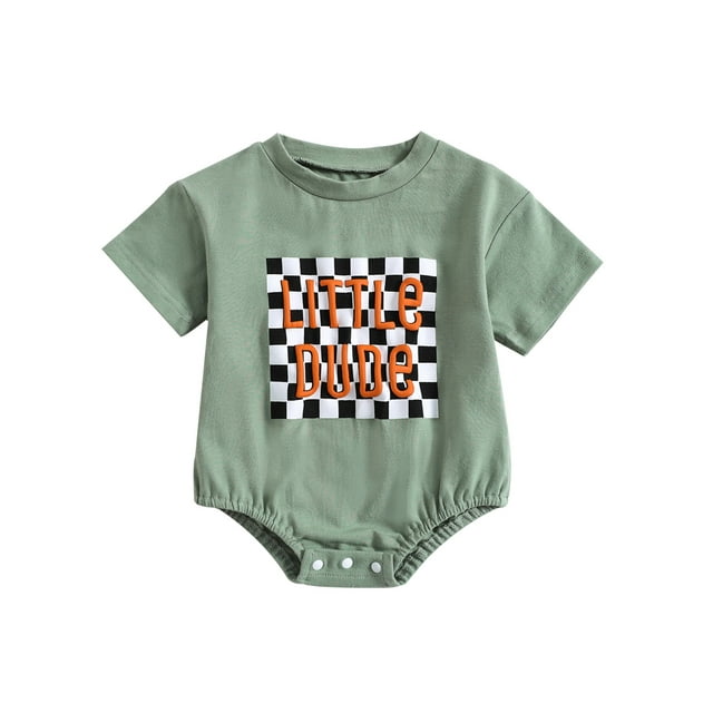 Wassery Infant Baby Boys Romper Checkerboard Letter Print Short Sleeve Crew Neck Jumpsuits 3 6 ...
