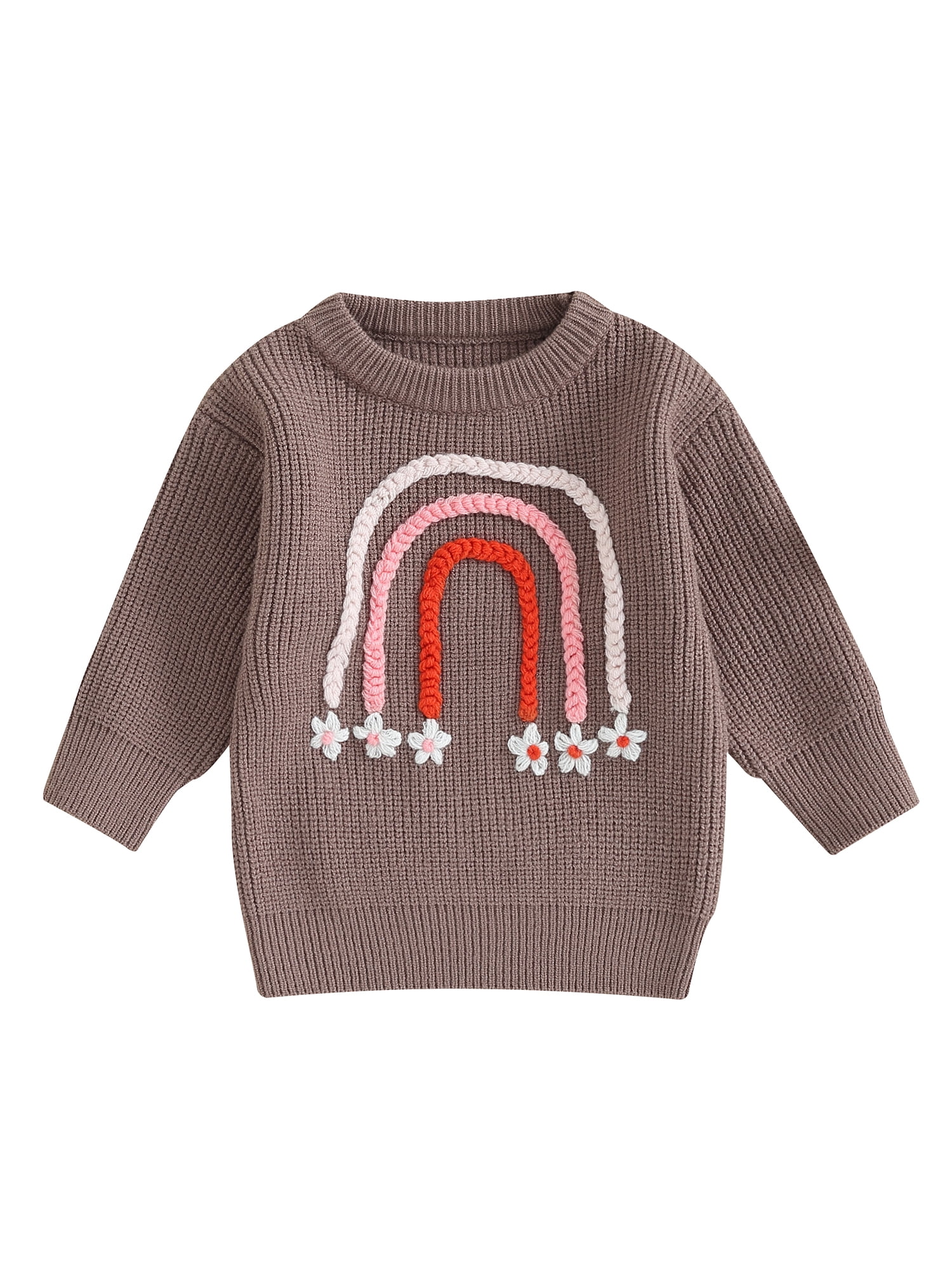 Wassery Infant Baby Girls Sweaters Toddler Girls Long Sleeve Crew Neck Rainbow Print Loose ...