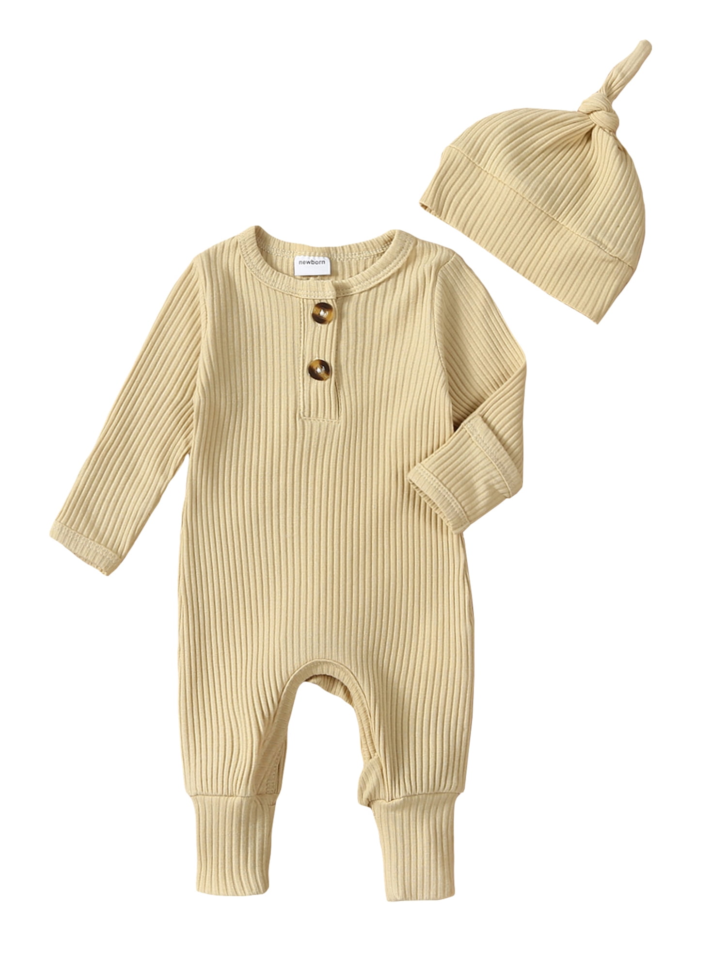 Wassery Infant Boy Fall Bodysuits Baby Ribbed Rompers Newborn Solid ...