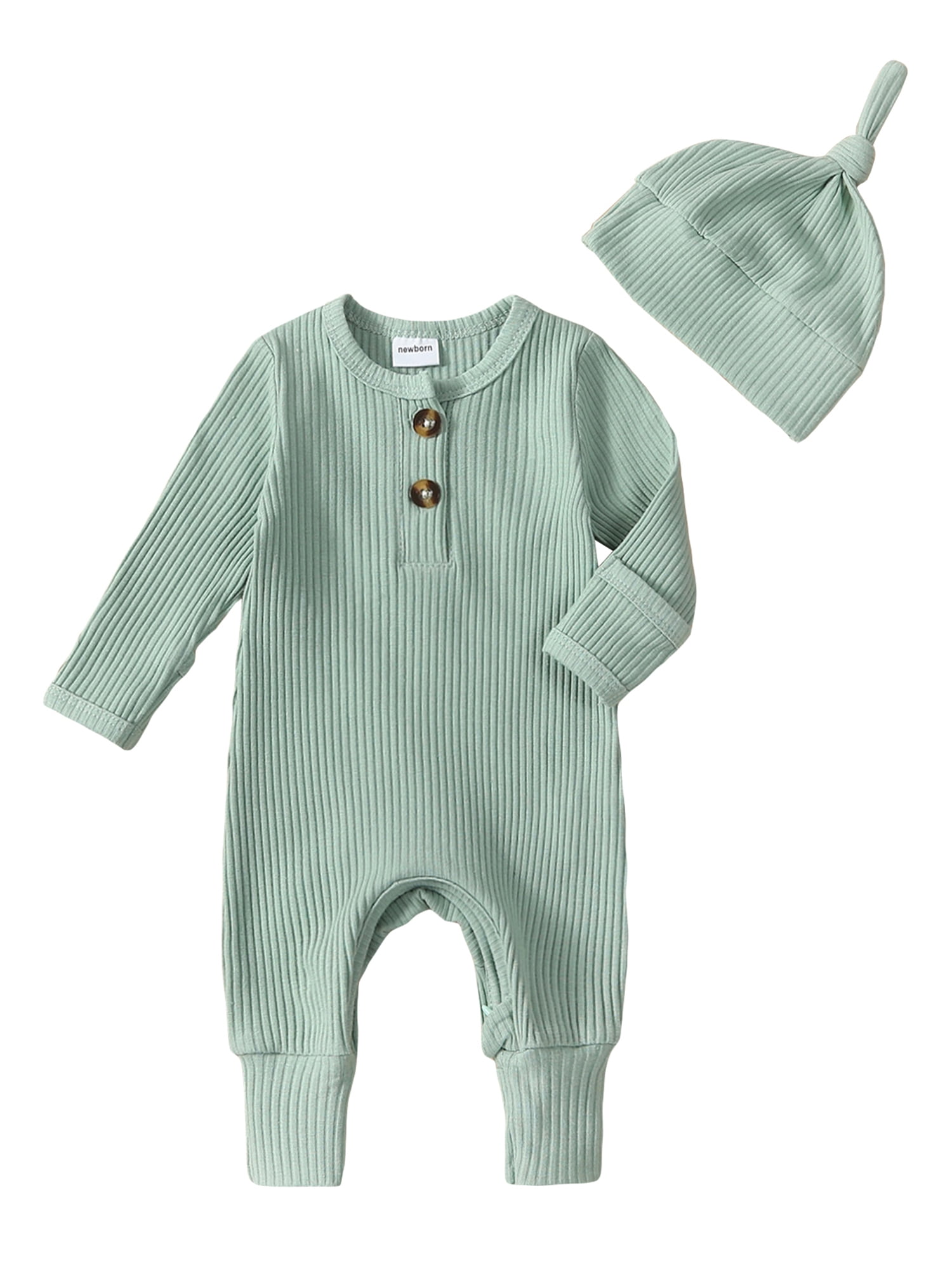 Wassery Infant Boy Fall Bodysuits, Solid Color Ribbed Long Sleeve ...