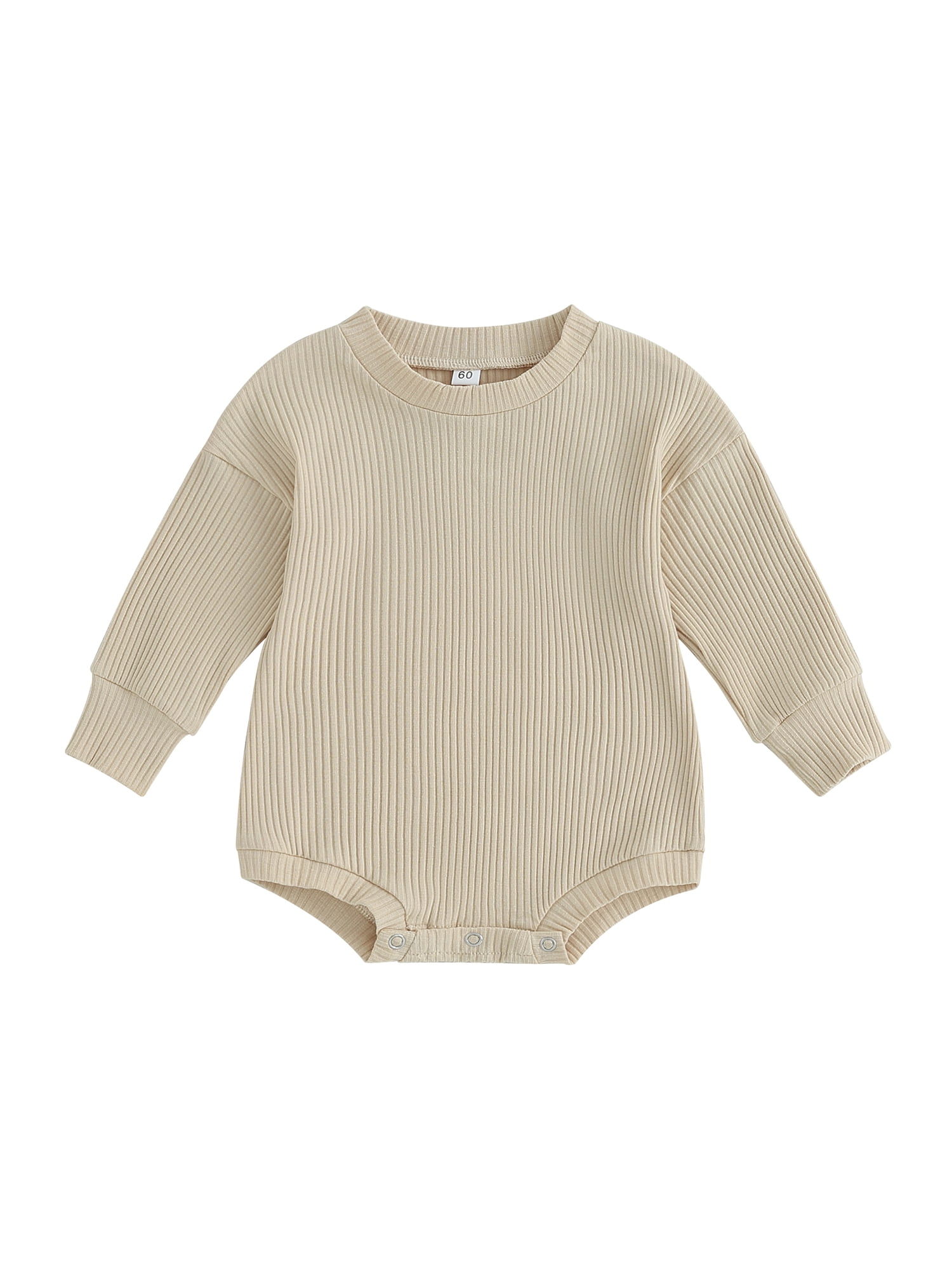 Wassery Infant Ribbed Romper Baby Boys Girls Clothes Long Sleeve Crew Neck Solid Color Jumpsuits ...
