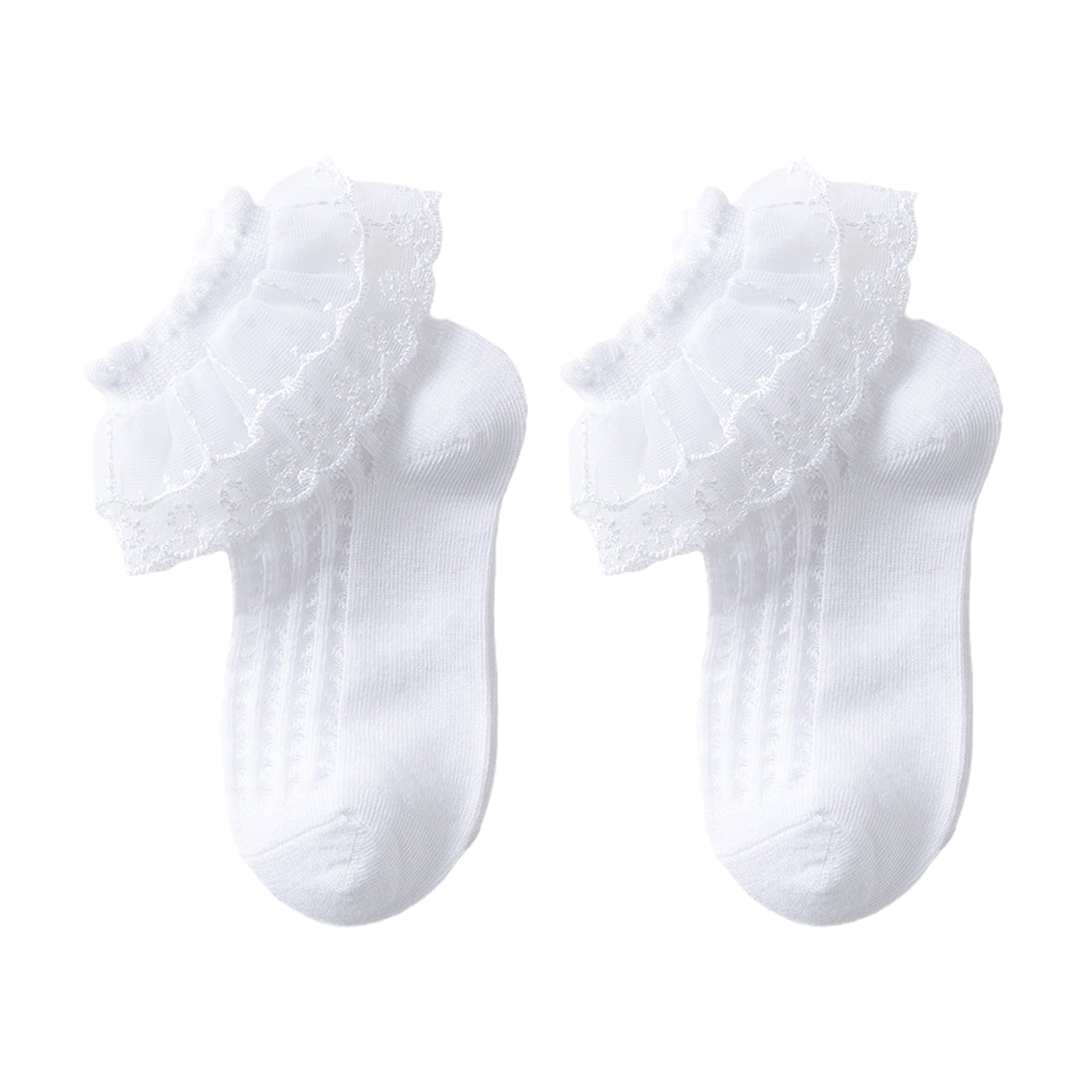 Wassery Kids Girls Cotton Short Socks Soft Lace Ruffle Socks Cute ...