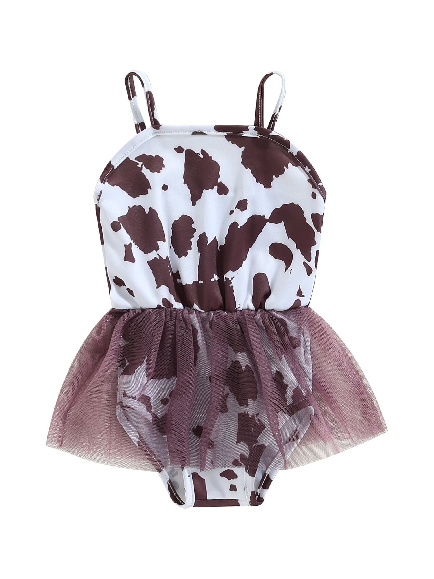 Wassery Kids Girls Cute Romper Swimsuit Cow Spot Print Strap Sleeveelss ...