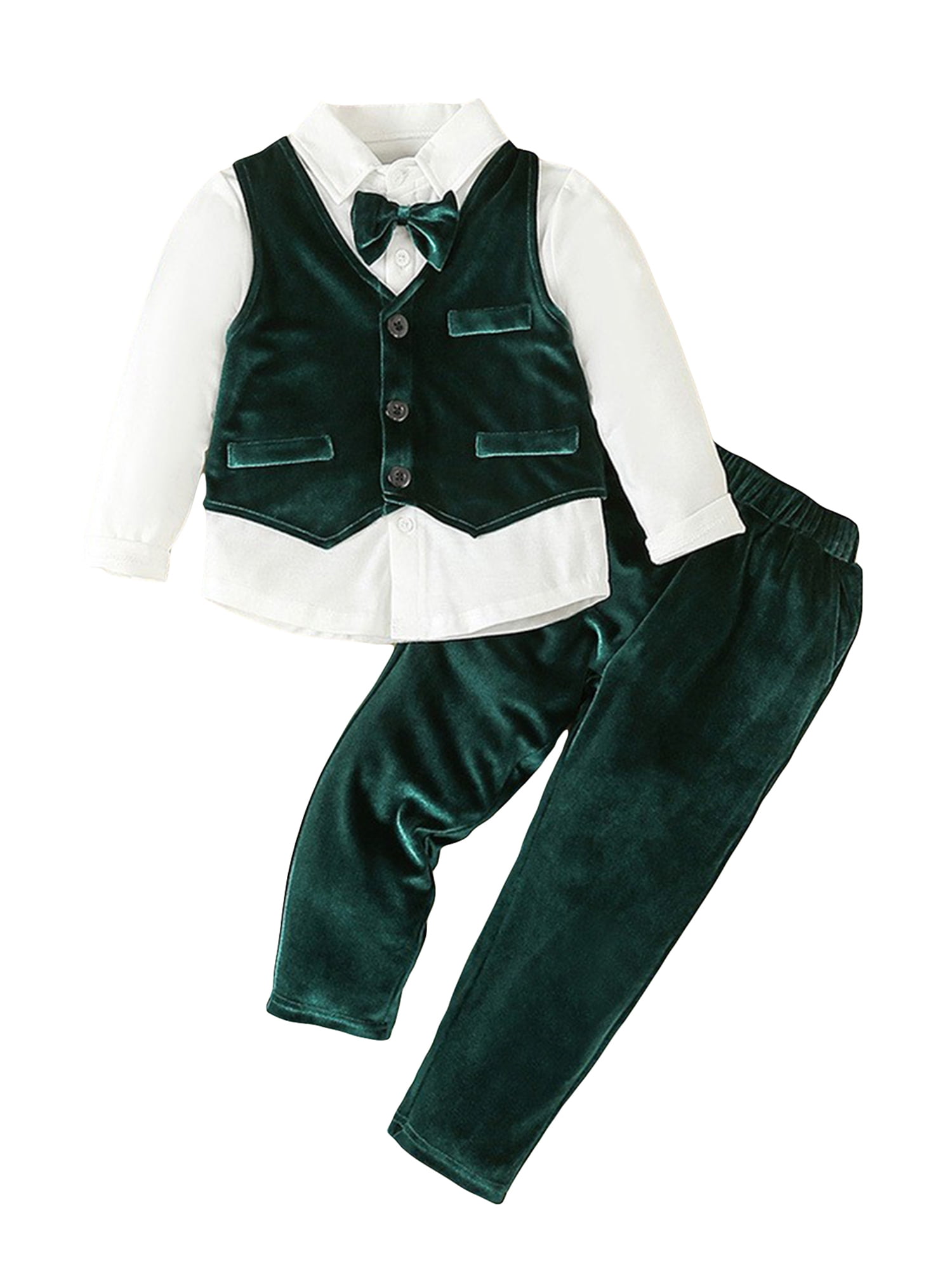 Wassery Little Boy Gentleman Suits Kids Boys Long Sleeve Bow Tie Shirt ...