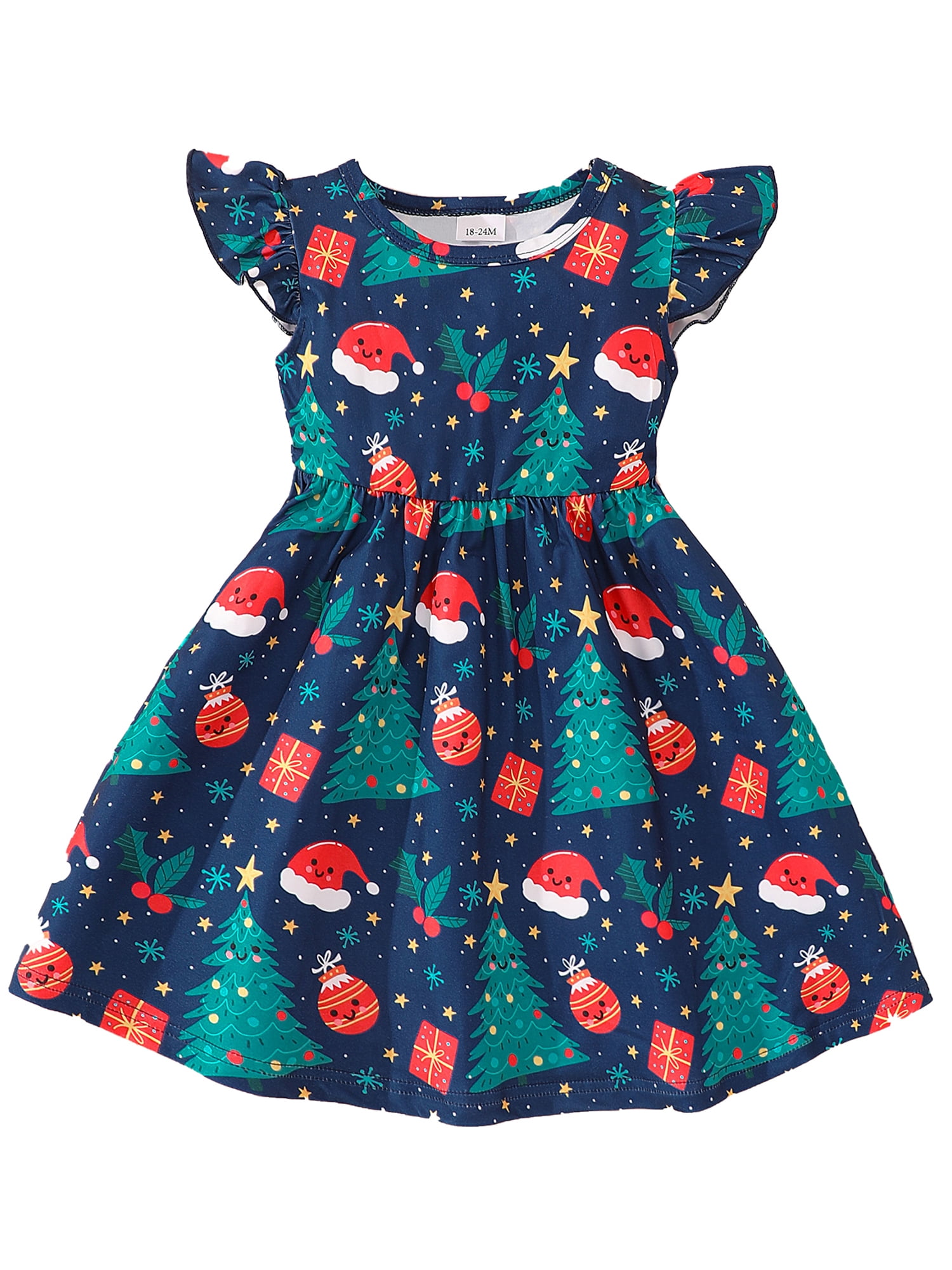 Wassery Little Girls Christmas Dress Kids Girls Flying Sleeve Snowman ...