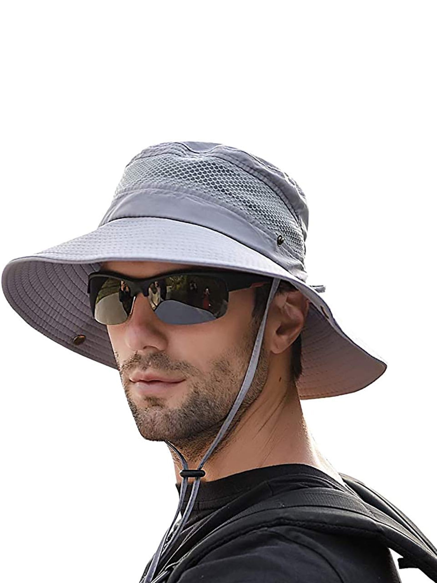 Wassery Mens Summer Sun Hat Bucket Fishing Hiking Cap Wide Brim UV ...