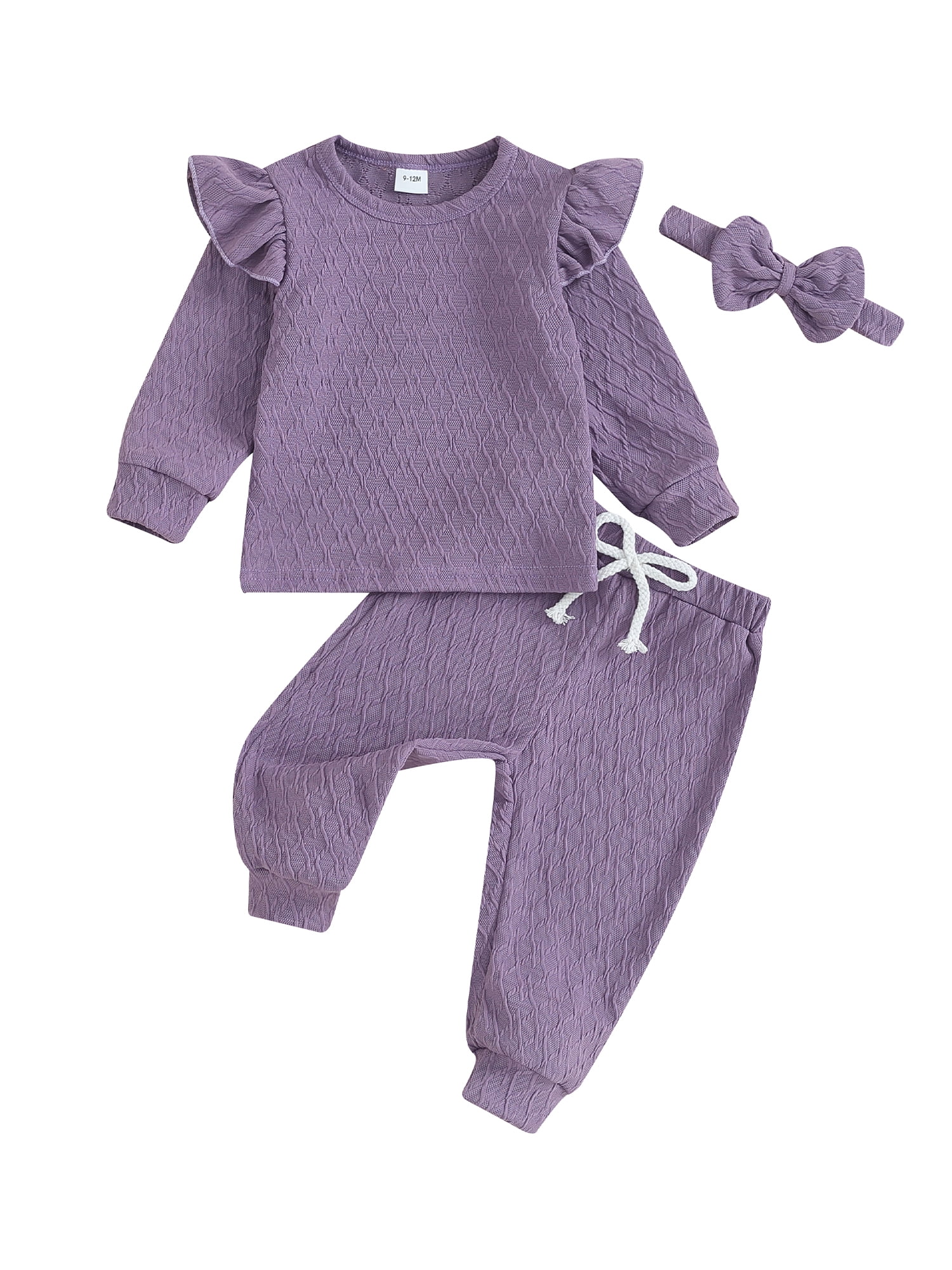 Wassery Newborn Girl 3Pcs Fall Outfits Set, Solid Color Crew Neck ...