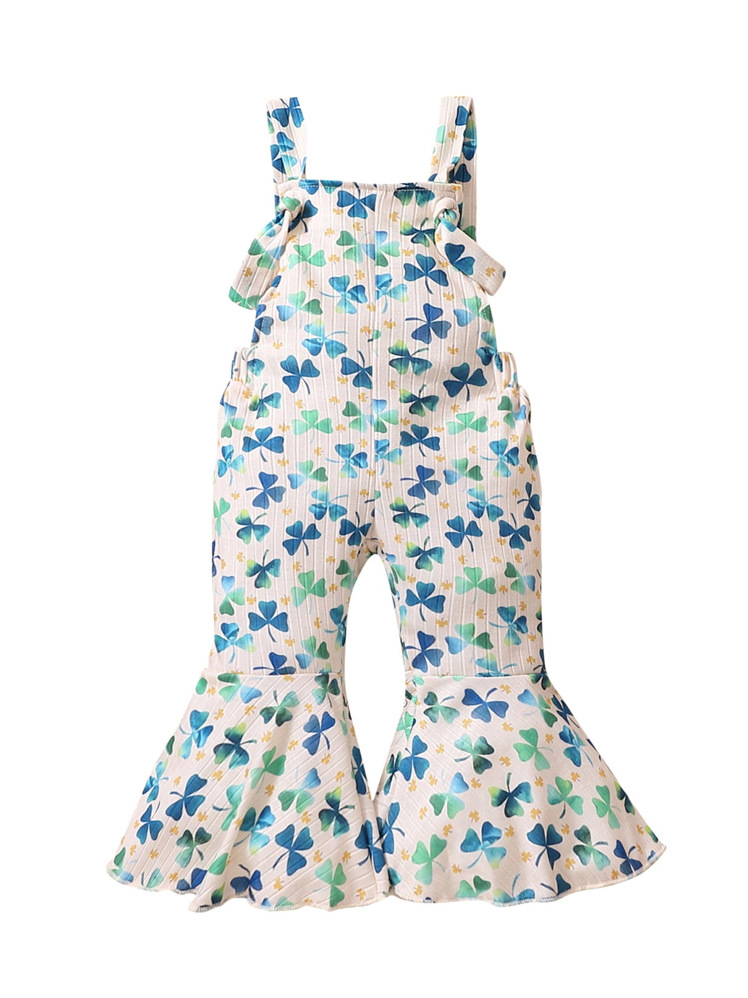 Wassery Toddle Girls Summer Clothes Romper Pants Sleeveless Four Leaf ...