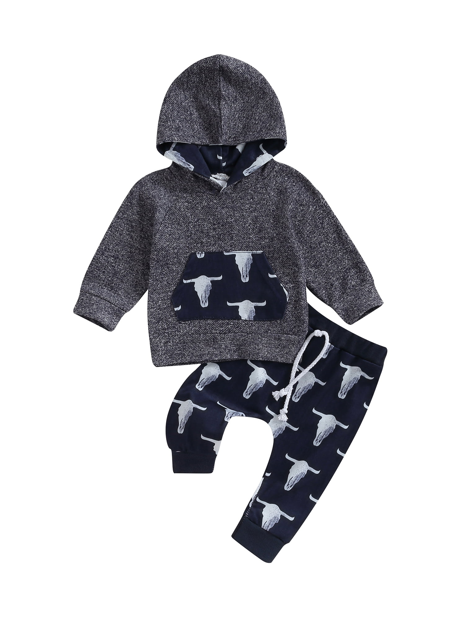 Wassery Toddler Baby Boys 2Pcs Fall Outfits Long Sleeve Cow Print ...
