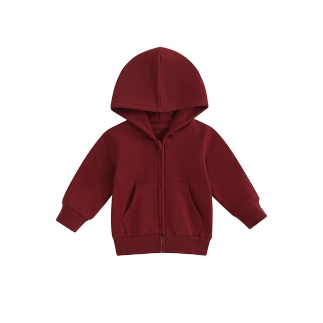 Wassery Toddler Boys Girls Zip Up Jacket Long Sleeve Solid Color Hooded Coat 12M 18M 2T 3T 4T 5T ...