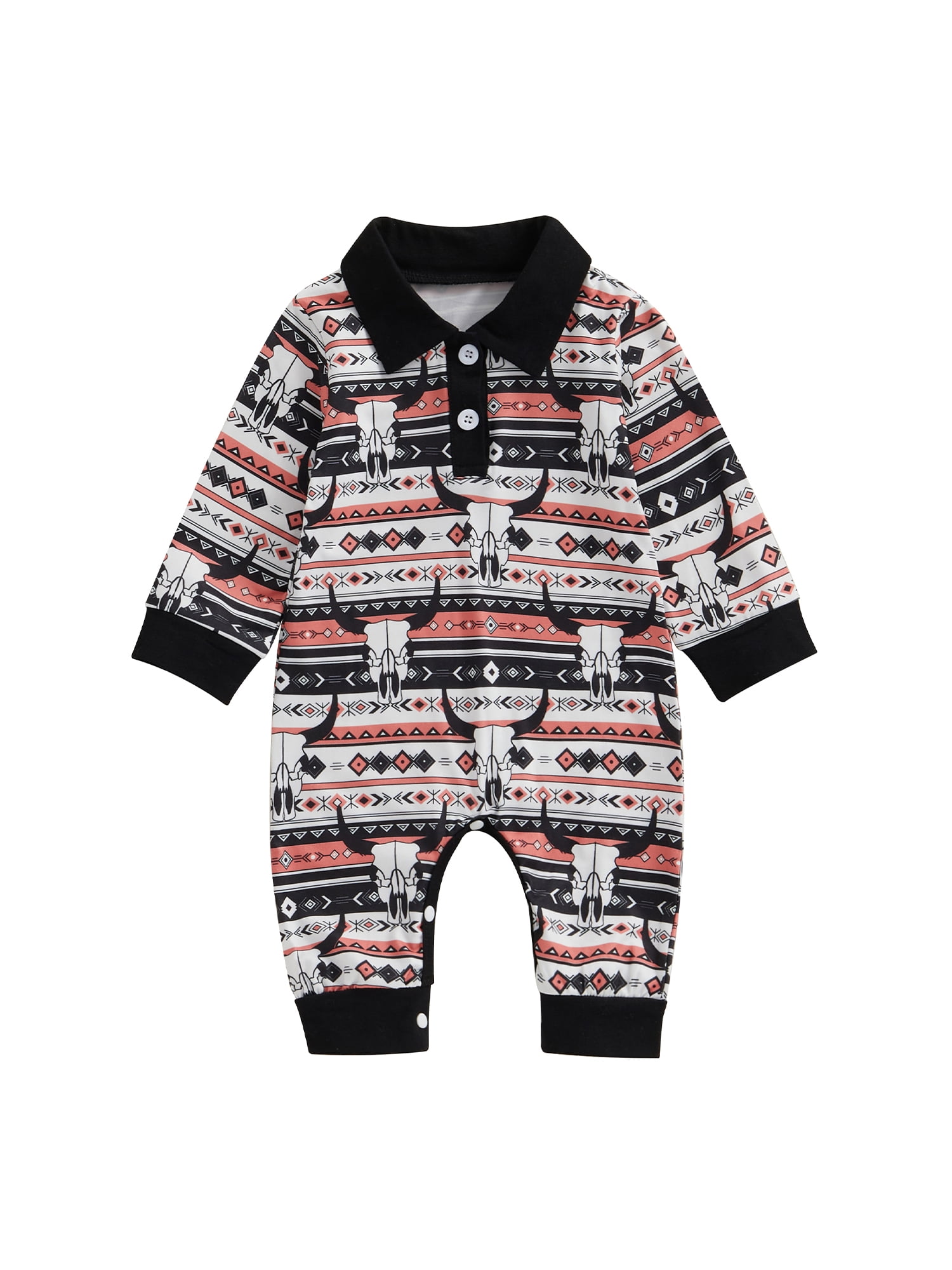 Wassery Western Baby Boy Fall Clothes 3 6 12 18 Months Infant Cow Print Long Sleeve Button Polo ...