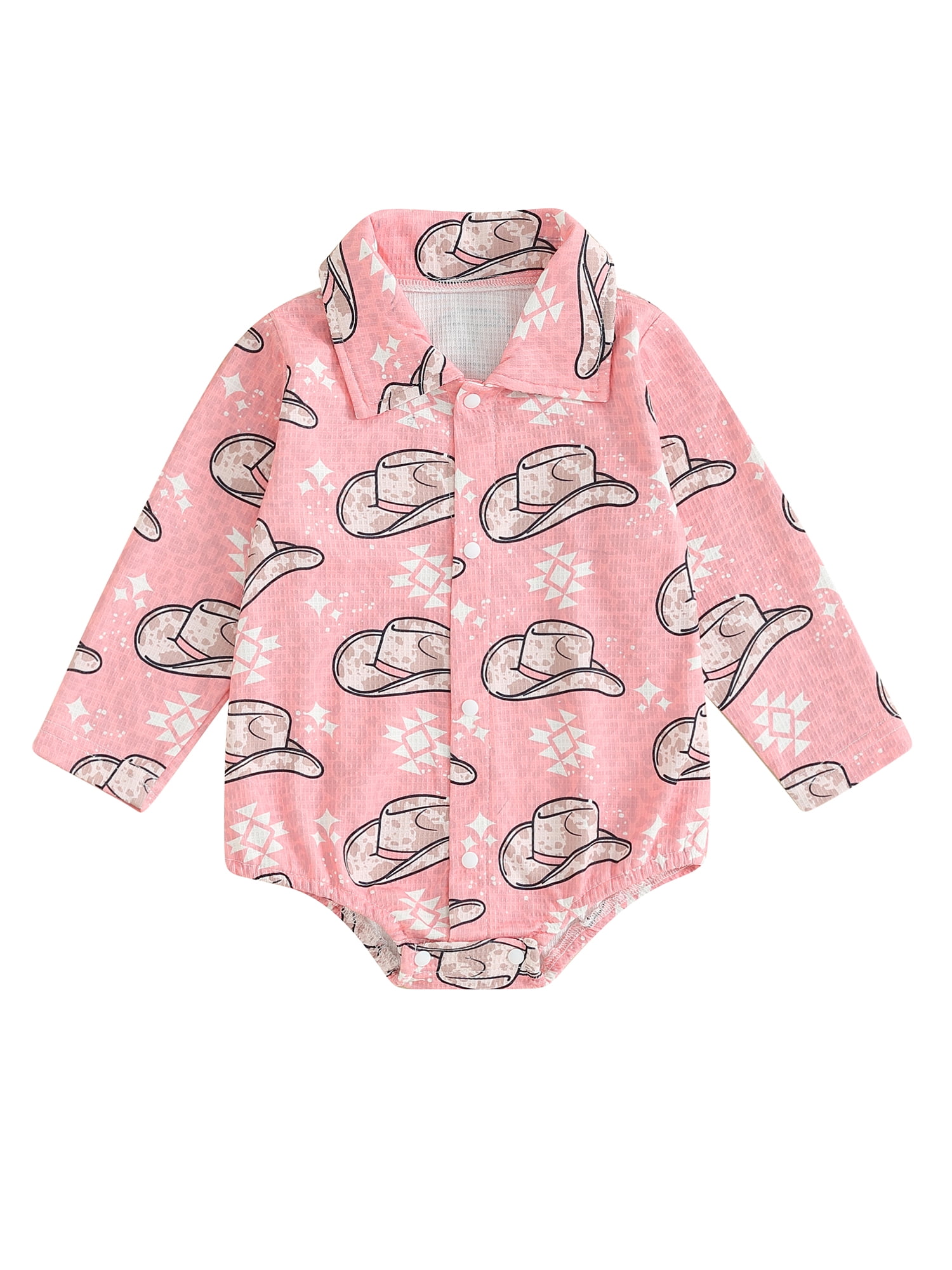 Wassery Western Baby Boy Girl Romper Clothes Newborn Cow Hat Print Long Sleeve Button-down Shirt ...