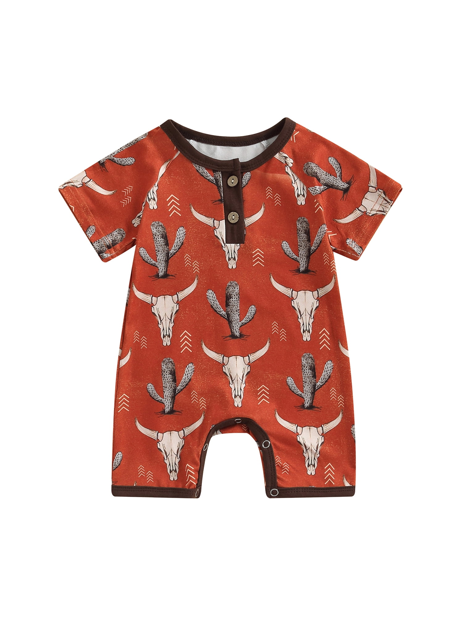 Wassery Western Baby Boy Girl Summer Clothes 3 6 12 18 Months Infant Cow Print One Piece Short ...