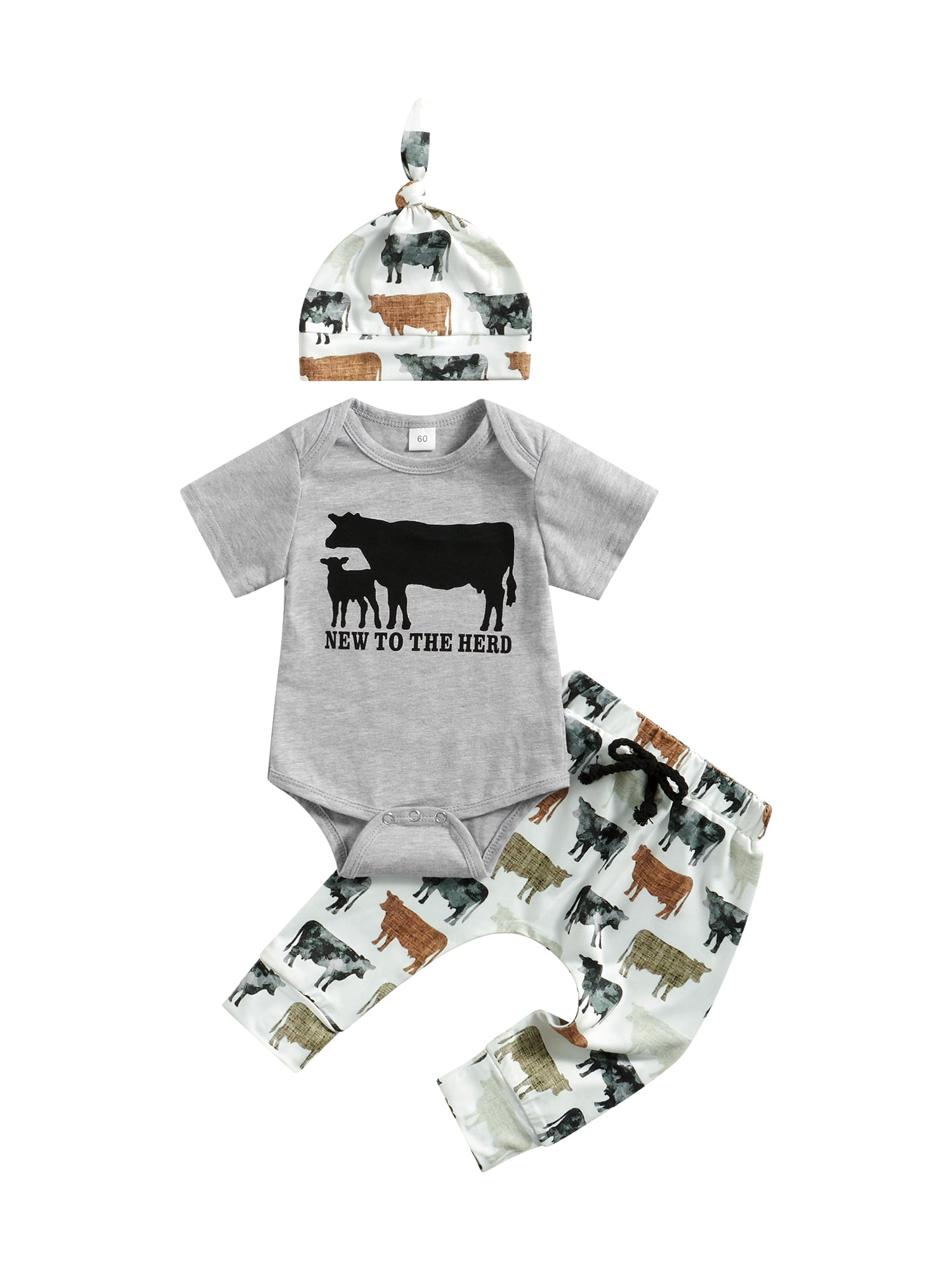 Wassery Western Newborn Baby Boy Girls Summer Clothes 3 6 12 18 Months Infant Cow Print Short ...