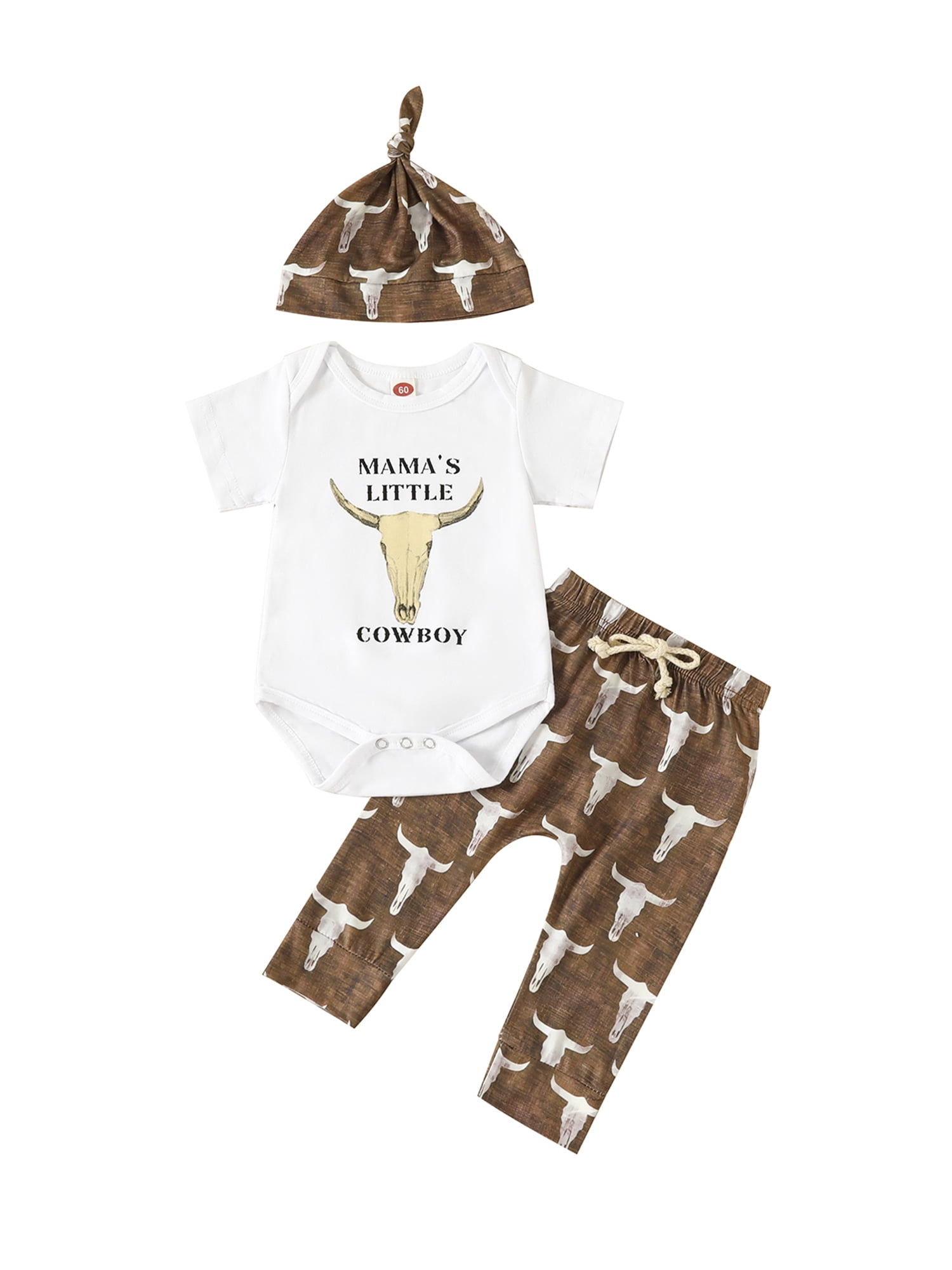 Wassery Western Newborn Baby Boy Girls Summer Clothes 3 6 12 18 Months Infant Cow Print Short ...