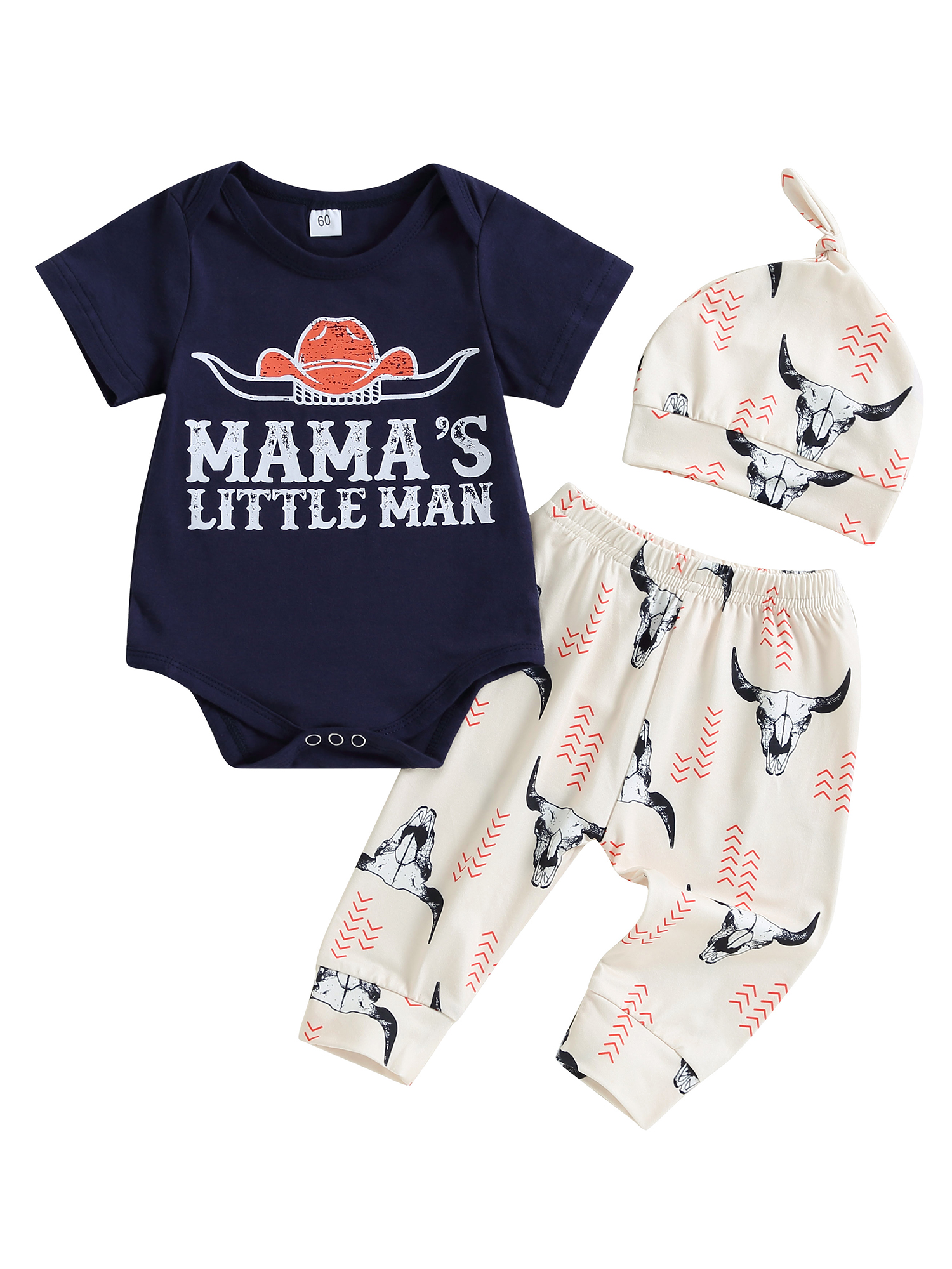 Wassery Western Newborn Baby Boy Girls Summer Clothes 3 6 12 18 Months Infant Cow Print Short ...