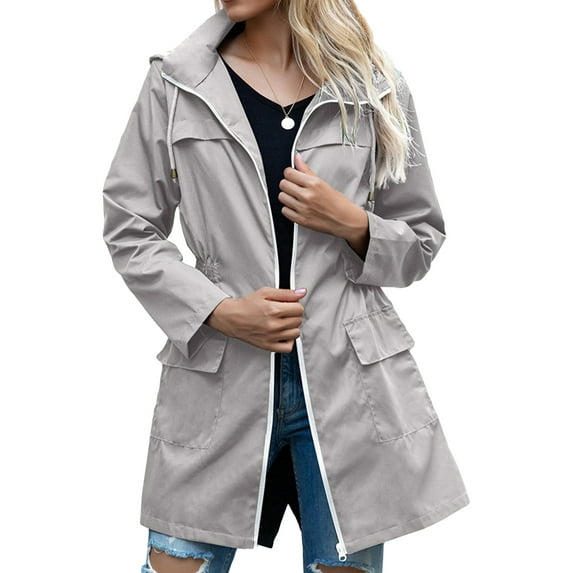 Wassery Women Light Rain Jacket Waterproof Active Outdoor Trench ...