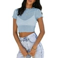 Wassery Women's Sheer Mesh Top Short Sleeve See Through Crop Top Sexy ...