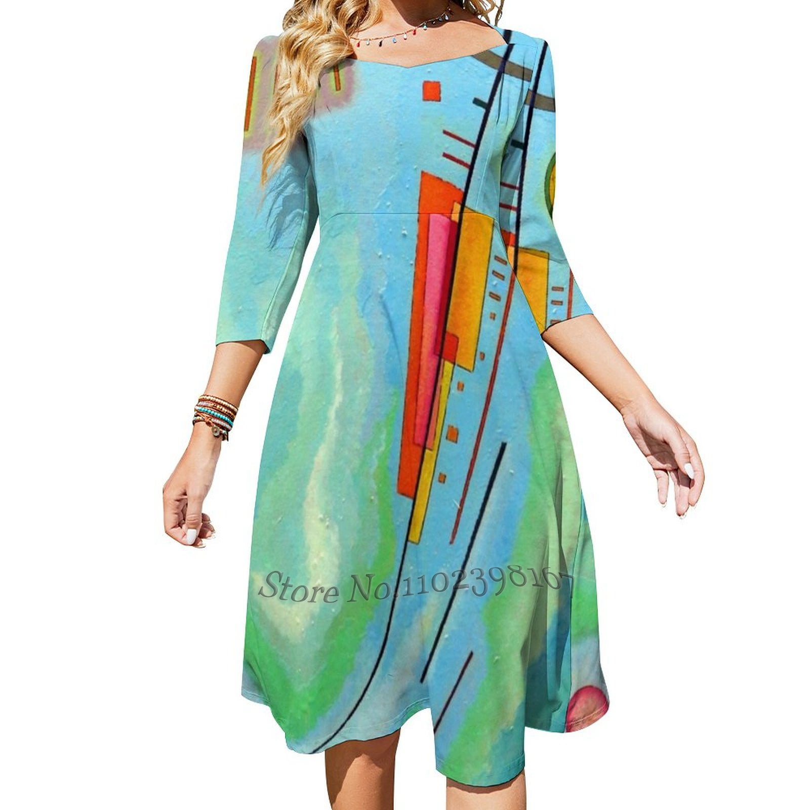 Wassily Kandinsky-Luminoso Sweetheart Knot Flared Dress Fashion Design ...
