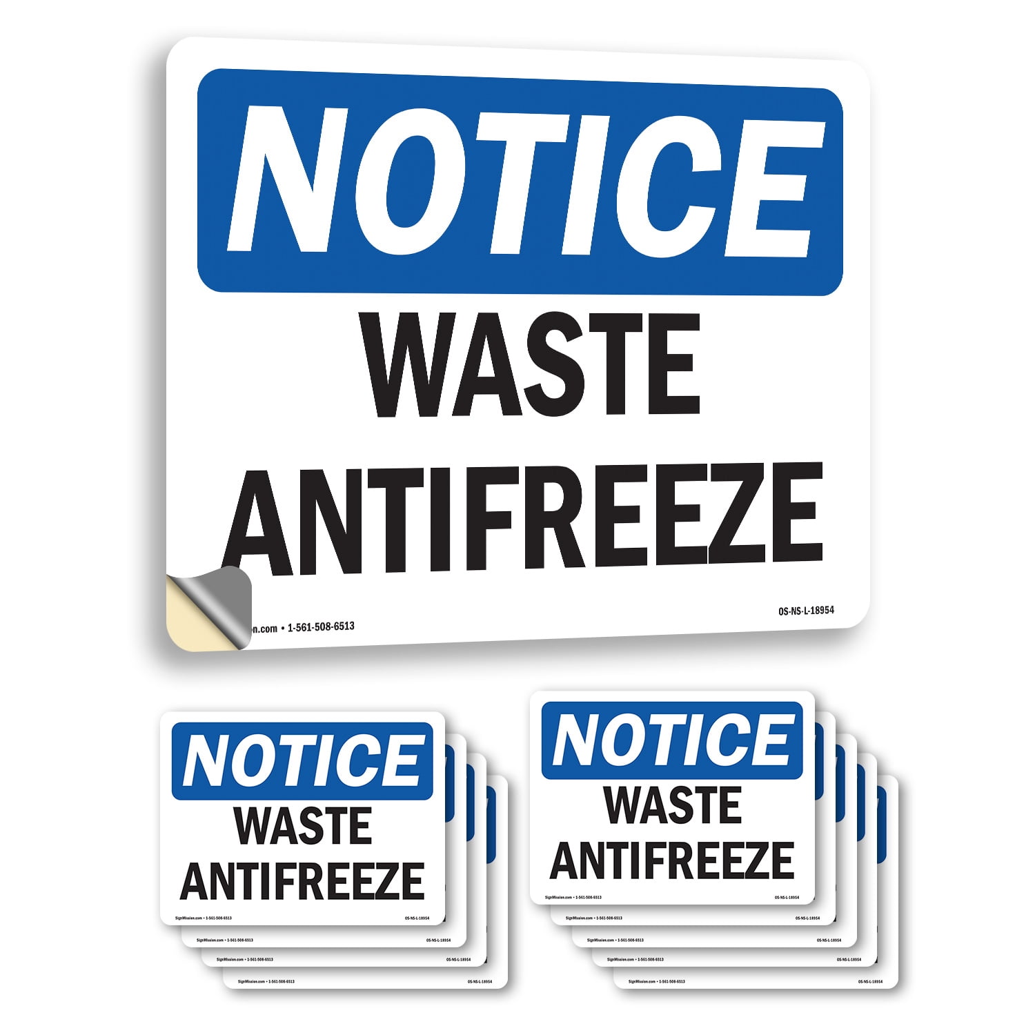 Waste Antifreeze OSHA Notice Vinyl Decal Label 10 Inch x 7 Inch - 10 ...