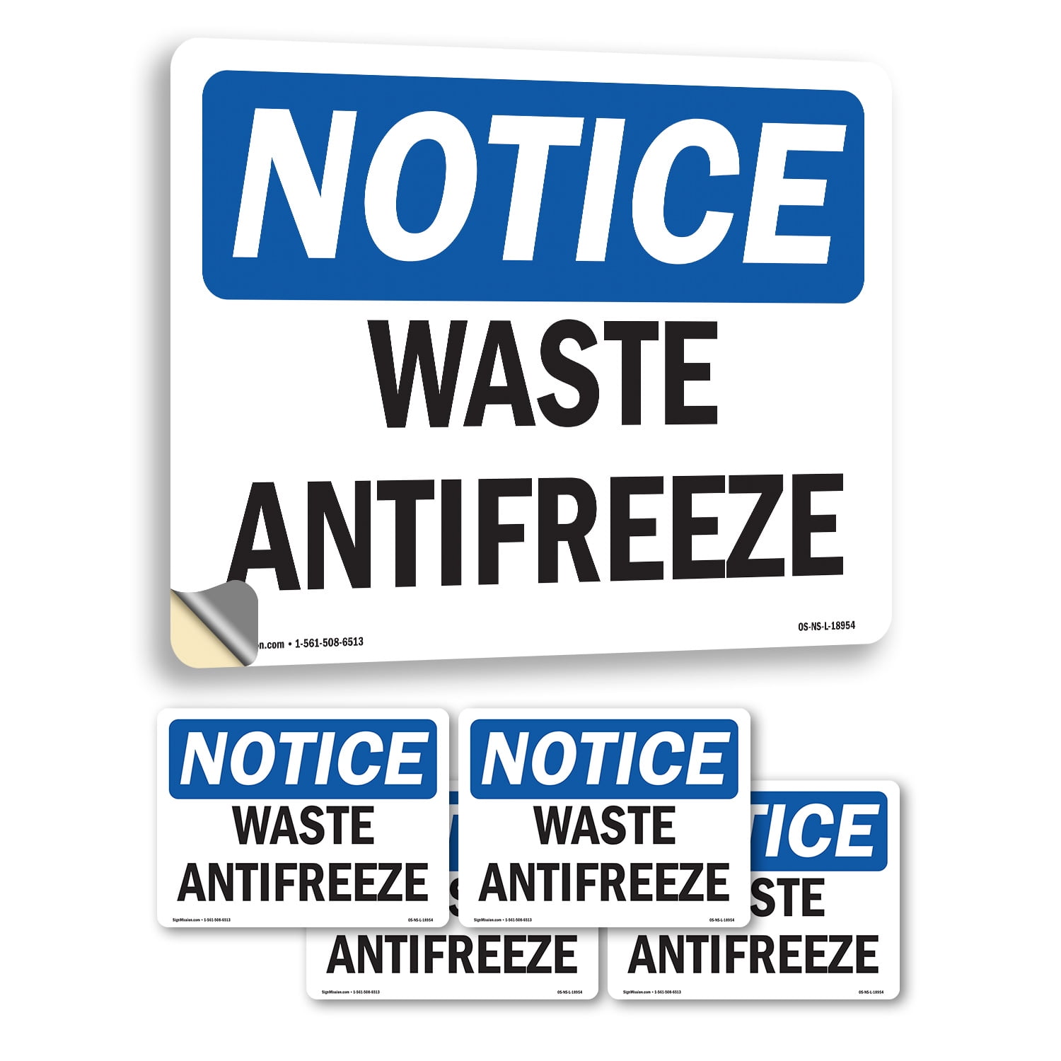 Waste Antifreeze OSHA Notice Vinyl Decal Label 10 Inch x 7 Inch - 5 ...