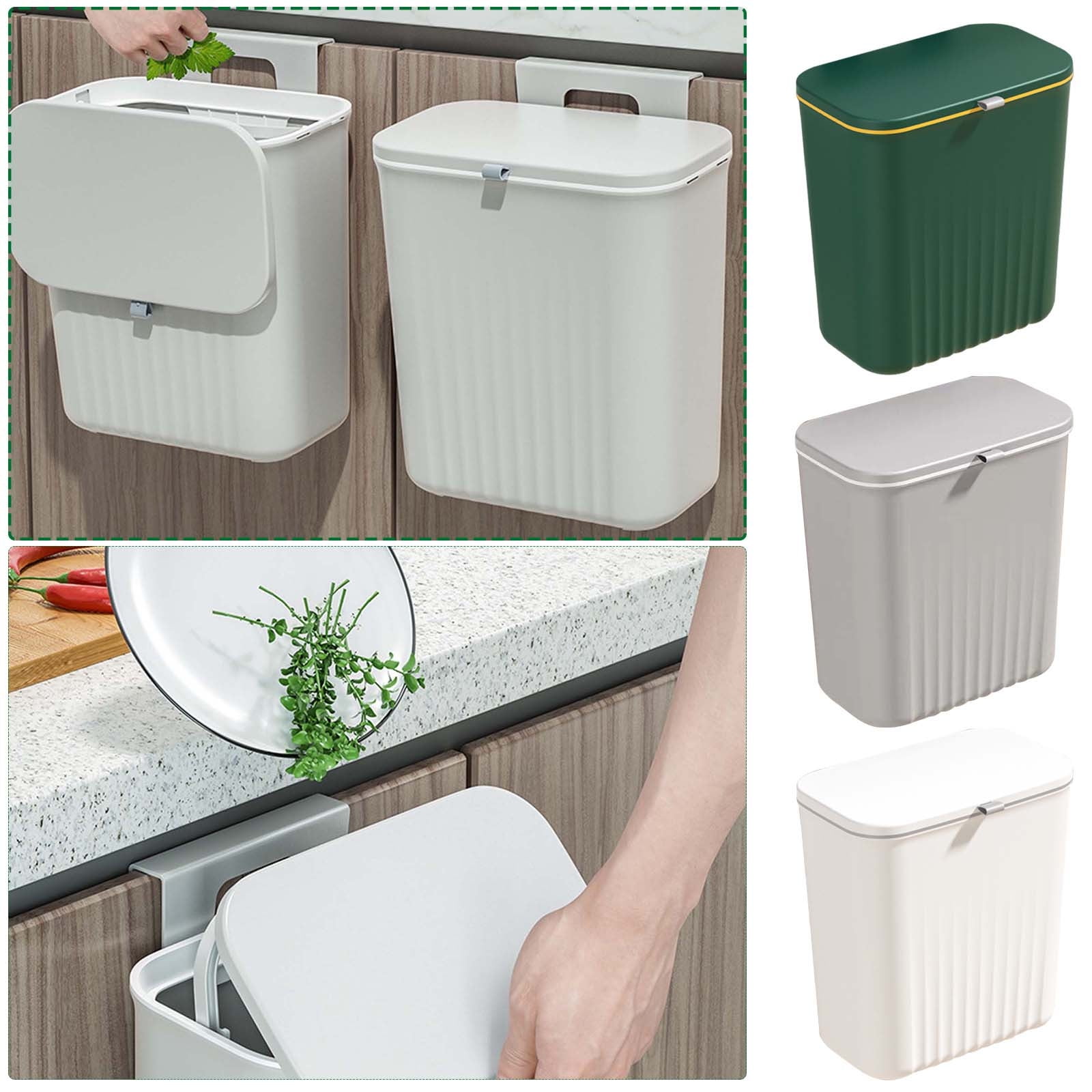 Waste Bins,Kitchen Waste Bin,Wall-Mounted Flip Lid Cabinet,Space-Saving ...