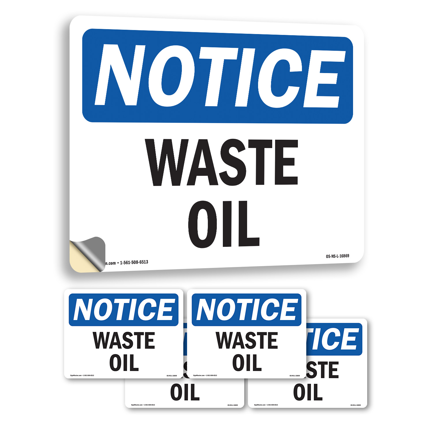 Waste Oil OSHA Notice Vinyl Decal Label 10 Inch x 7 Inch - 5 Pack ...
