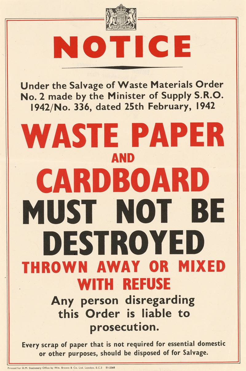 Waste Paper and Cardboard Must Not Be Destroyed Thrown Away or Mixed ...