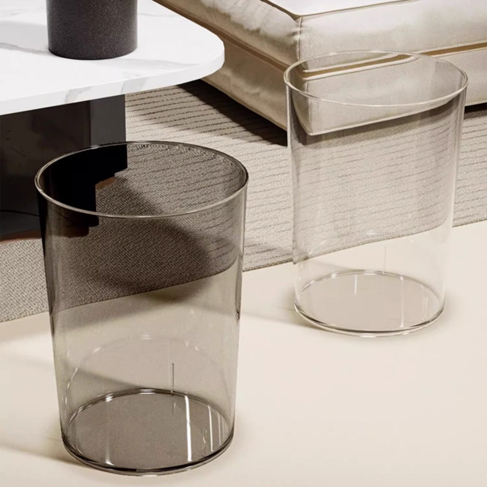 Wastebasket Clear Plastic Trash Can with Wide Mouth Design, 16x19x21 ...