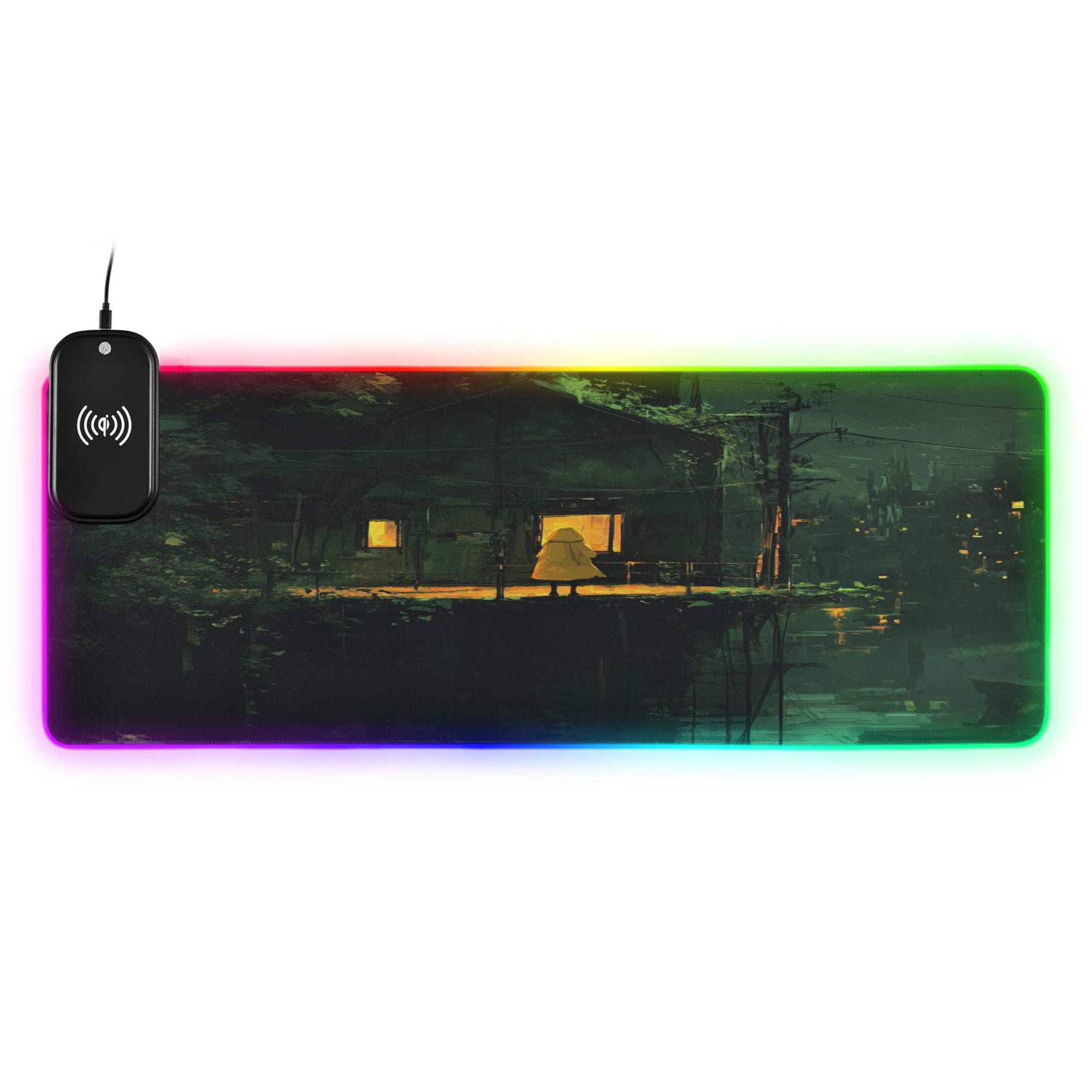 Wasteland Cabin Large RGB Gaming Mouse Pad with Fast Wireless Charging ...