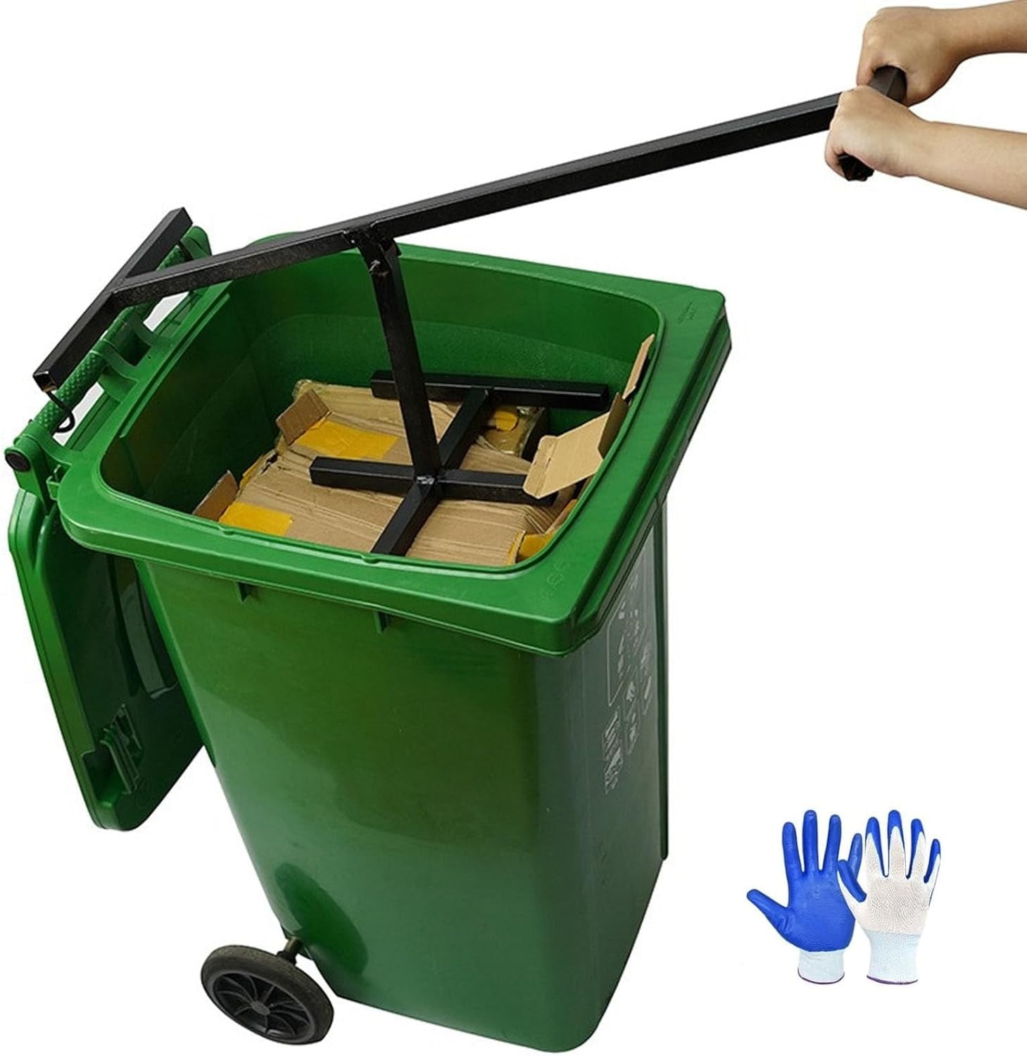 Wastemate Trash Bin Compactor, Iron Compacting Manual Trash Can ...