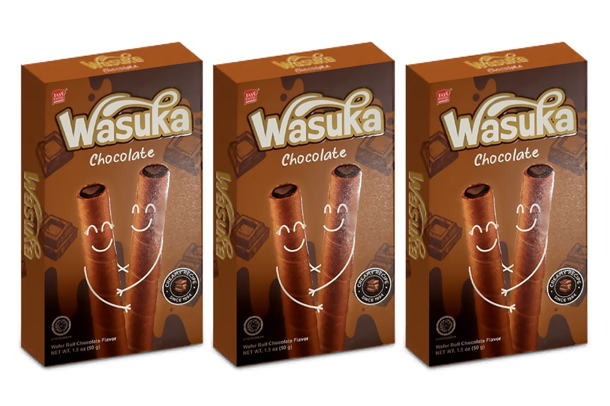 Wasuka Wafer Rolls Snack Cookies Assorted 3 Flavor Mini Pack Chocolate - 1.8oz (Pack of 3 ...