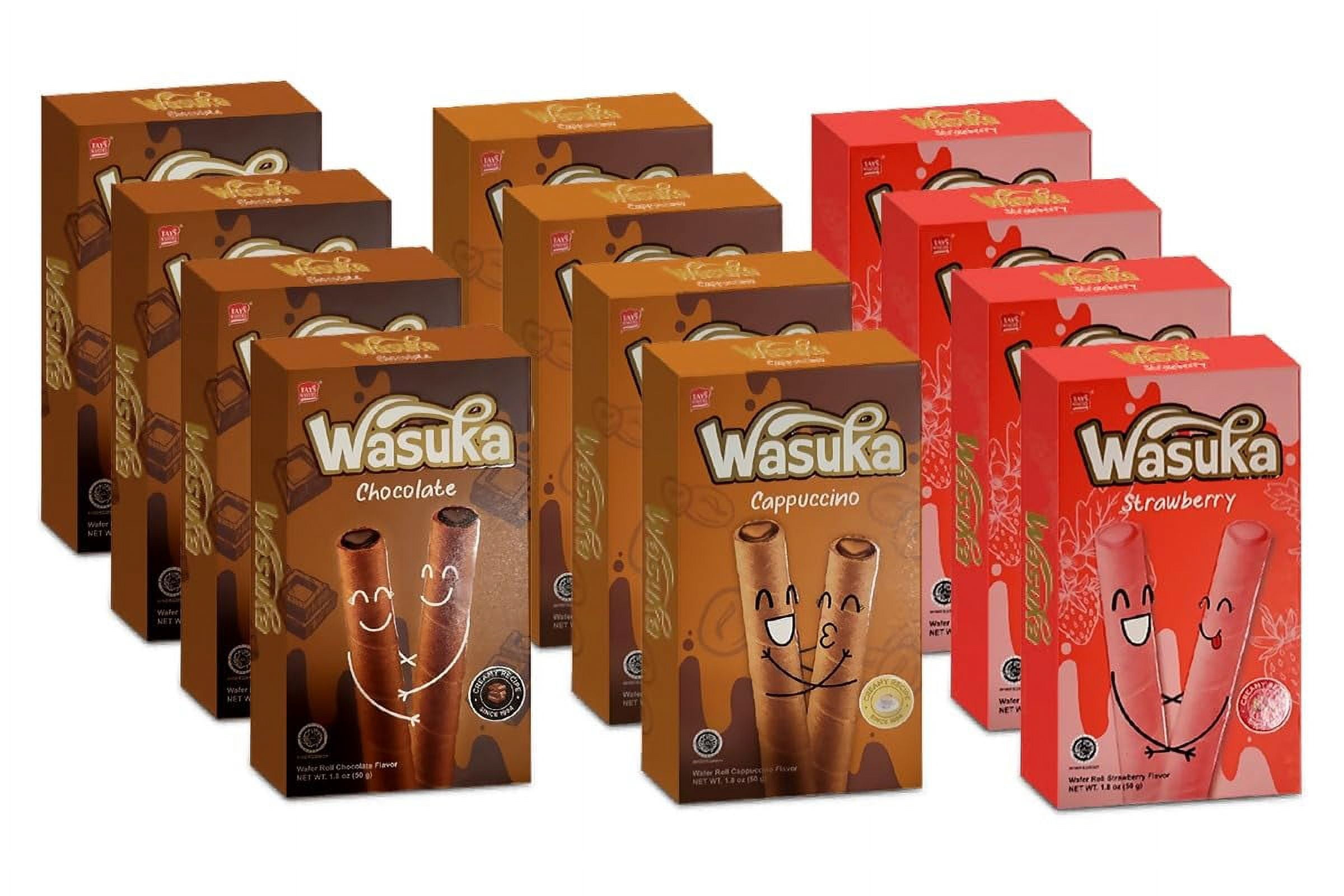 Wasuka Wafer Rolls Snack ZS23 Cookies Assorted All 3 Flavor Mini Pack ...