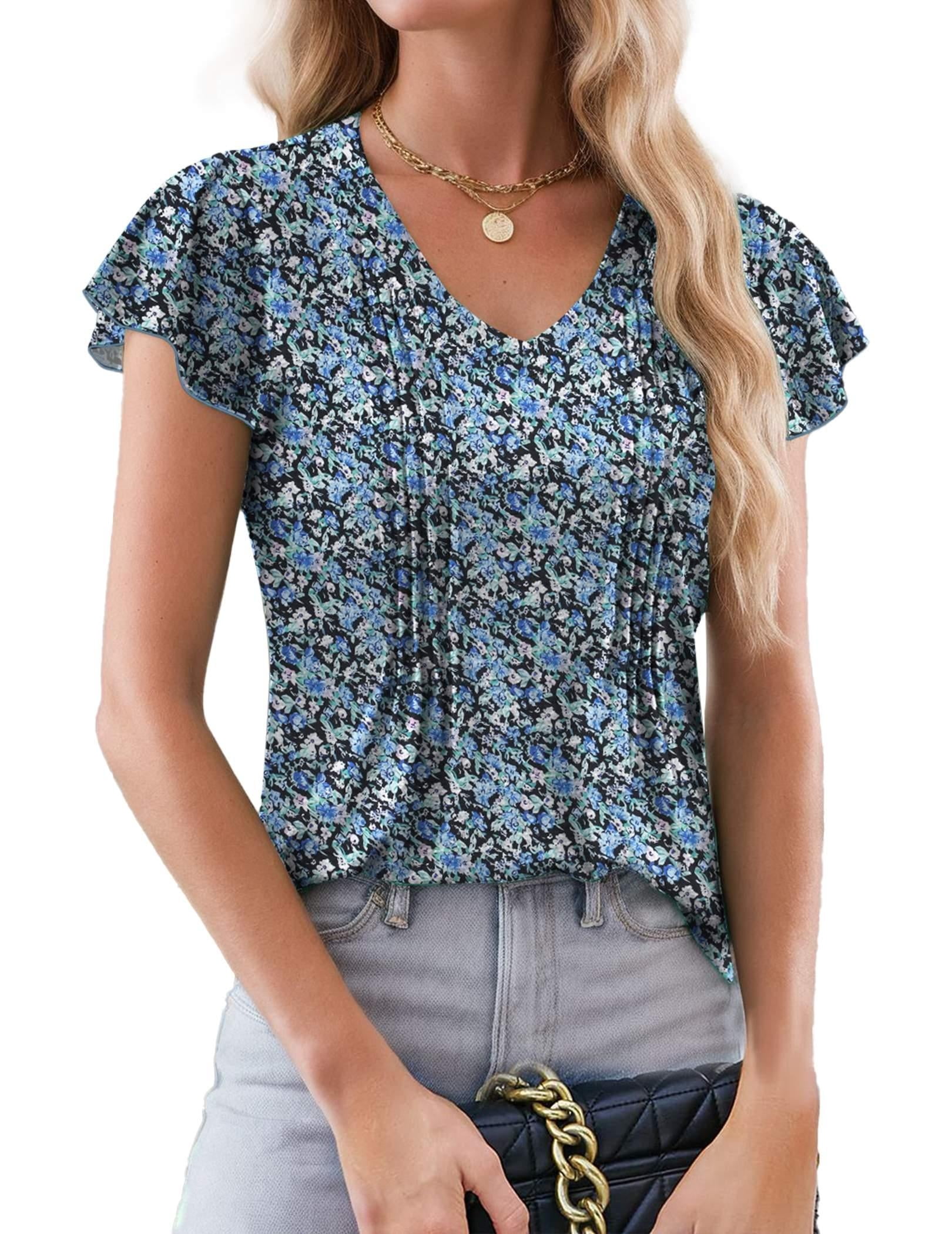 Time and Tru Women's Flutter Sleeve Top - Walmart.com