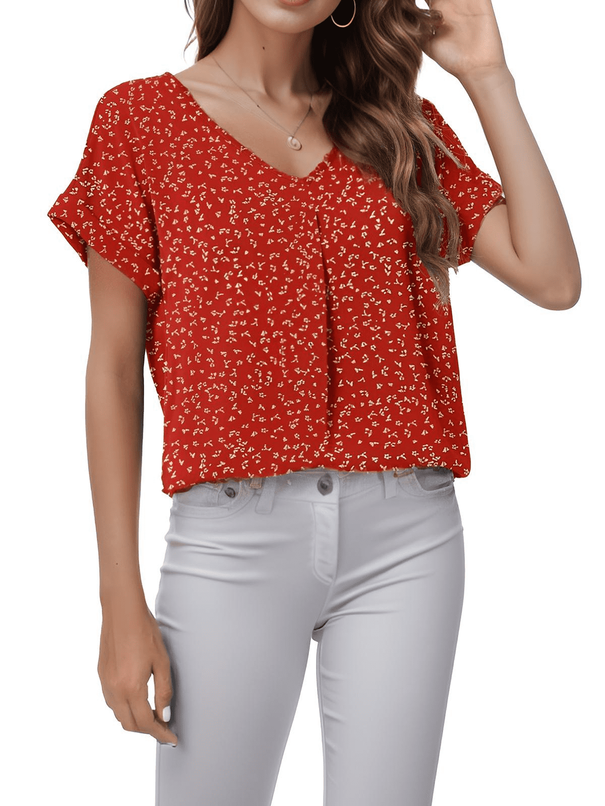 Wataxii Womens Blouses Short Sleeve Shirts for Women Dressy Casual Work ...