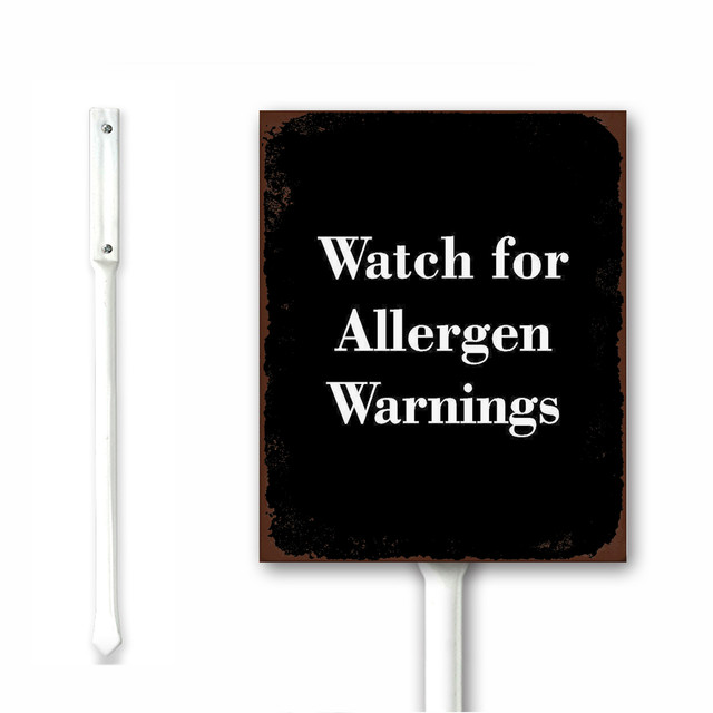 Watch for Allergen Warnings Black Yard Sign With Stake, Rustic Lawn ...
