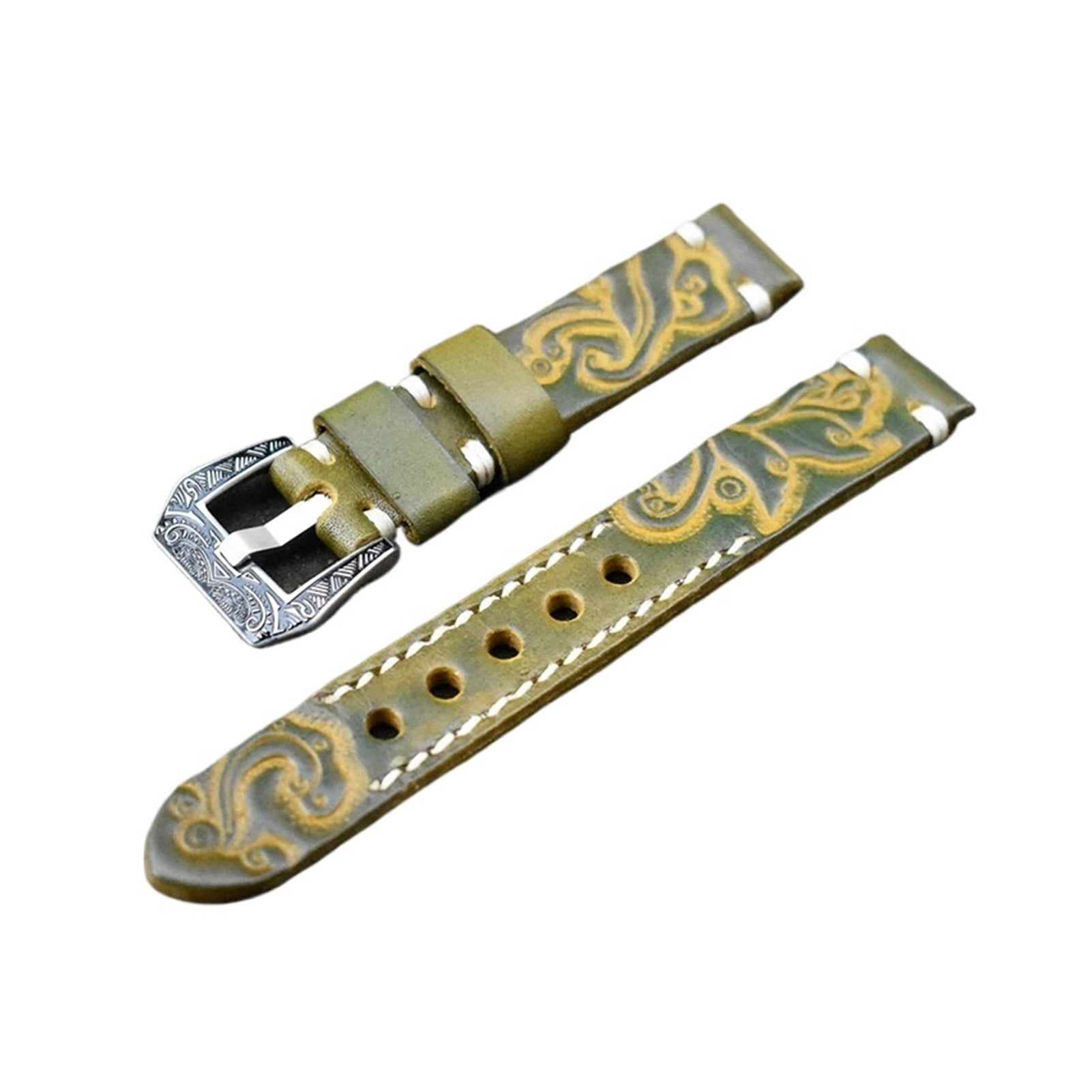 Watch Band 20mm 22mm Vintage Leather Carved Embossed Watch Straps for ...