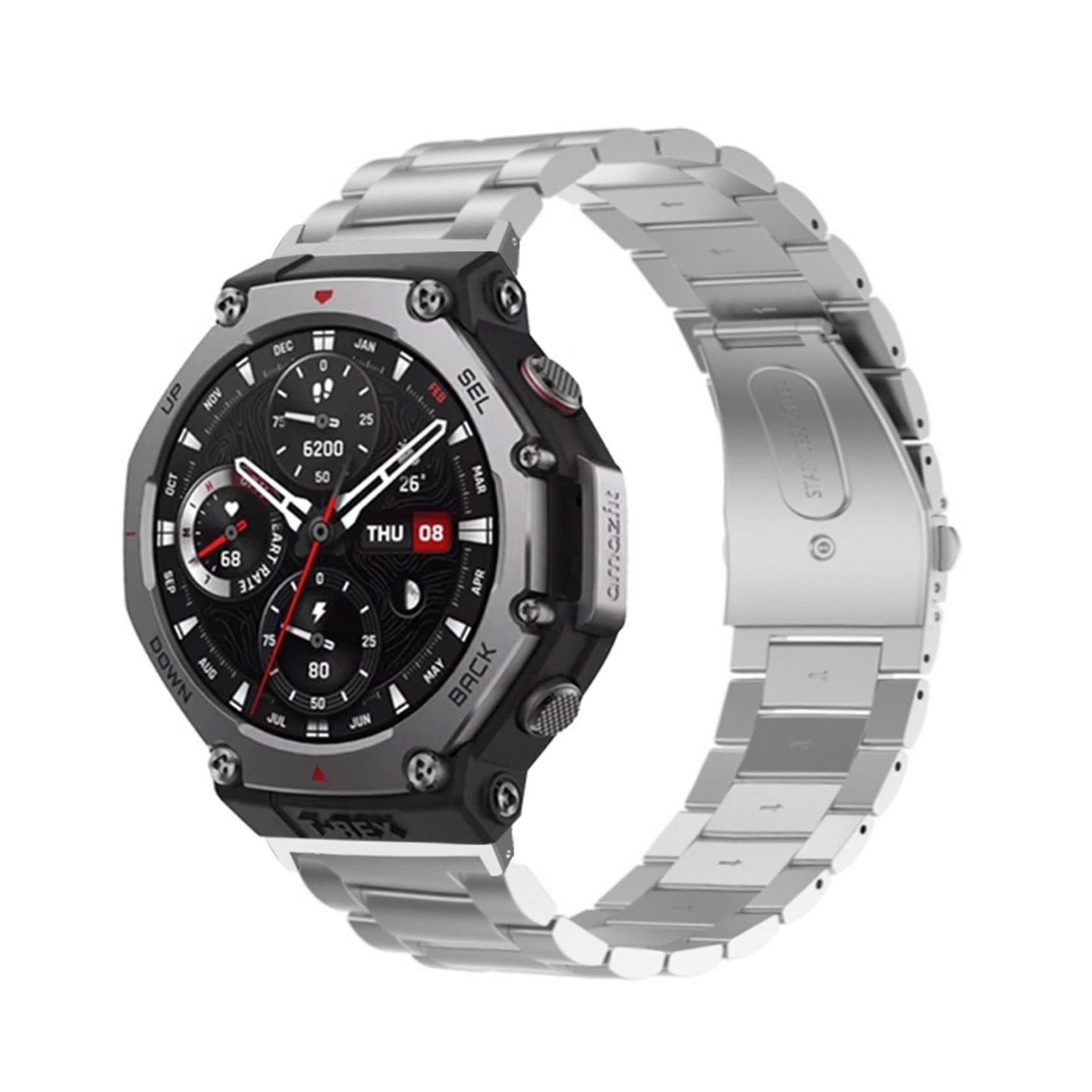 Watch Band Clasp Three Bead Solid Steel with Metal Connector of Steel ...