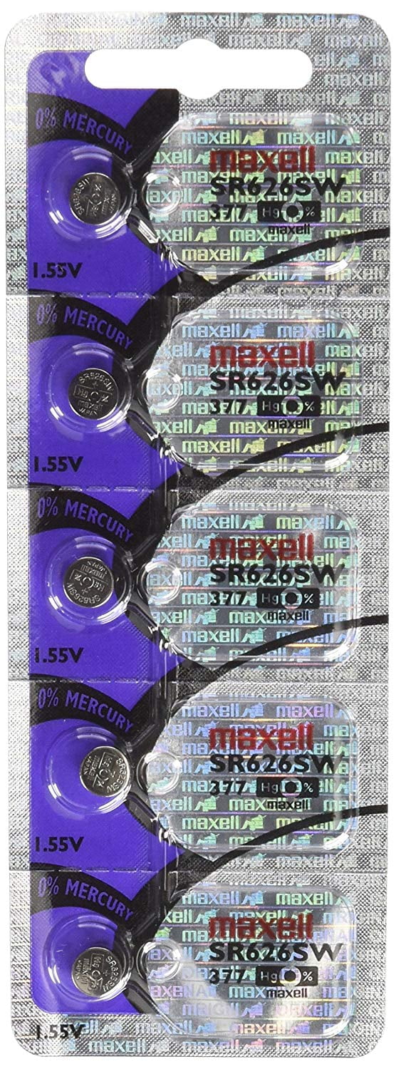 Watch Battery Button Cell SR626SW 377 Pack of 5 Batteries - Walmart.com