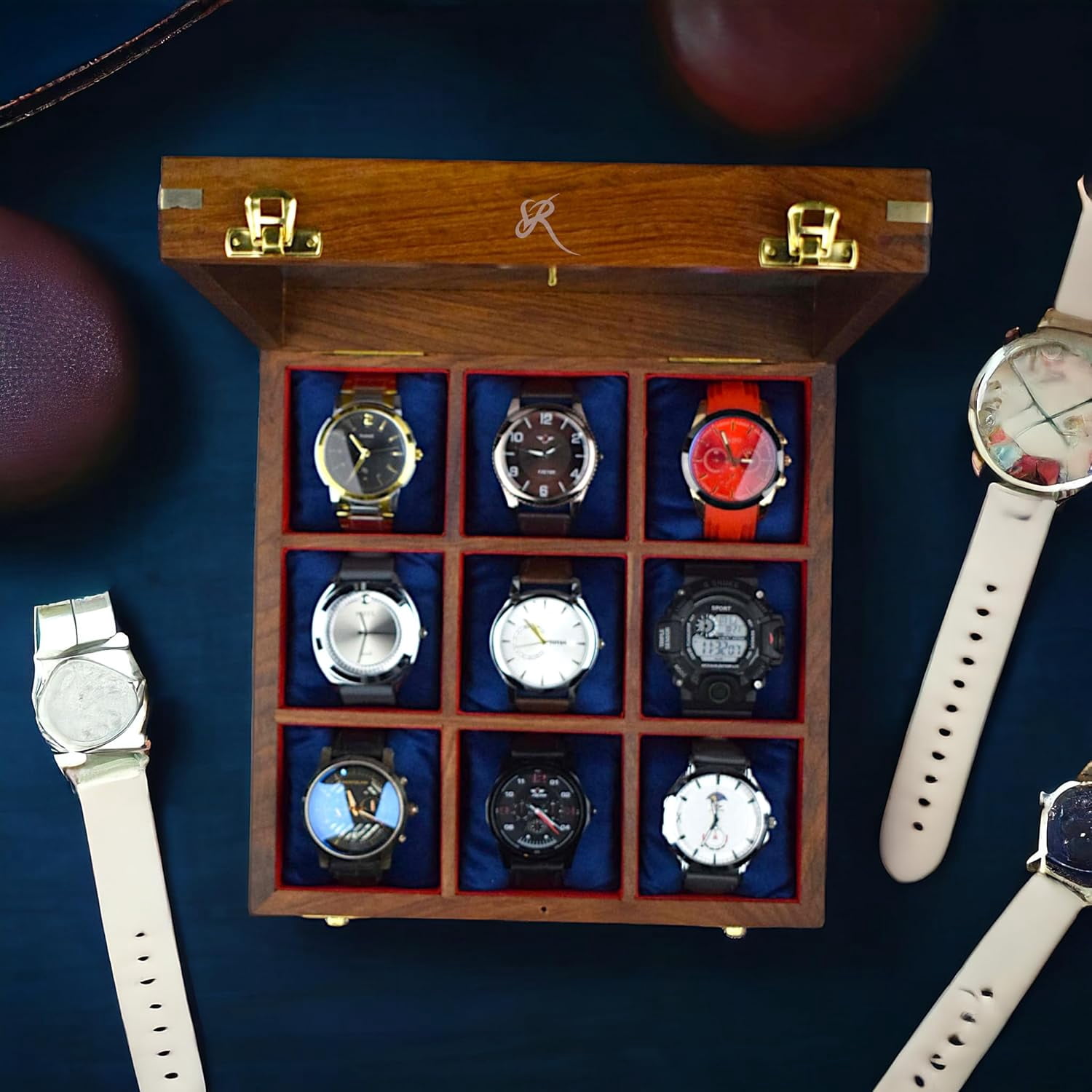 Watch Box Organizer for Men and Women - Large Glass Lid, Wooden Display ...