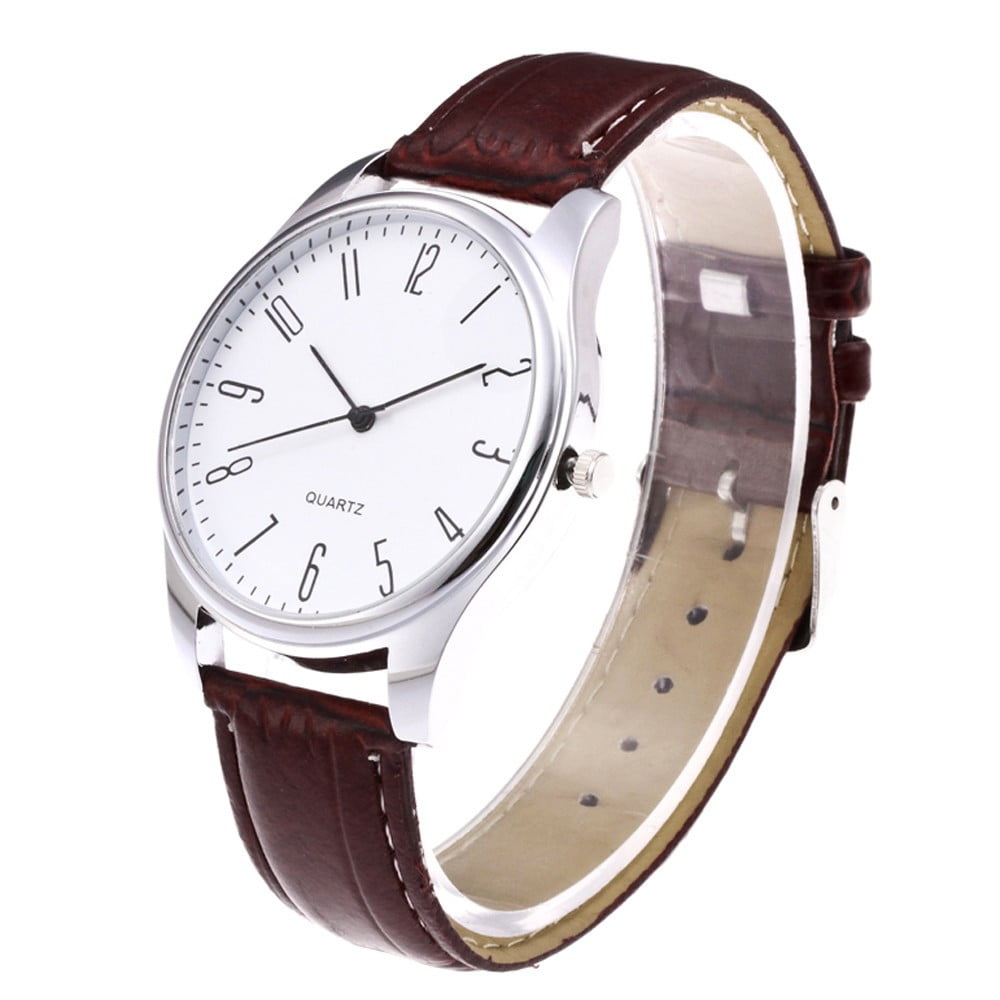 Watch Business Fashion Leather Simple Quartz Wrist Mens Men's Watch ...