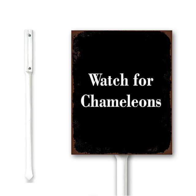 Watch for Chameleons Black Yard Sign With Stake, Rustic Lawn & Garden ...