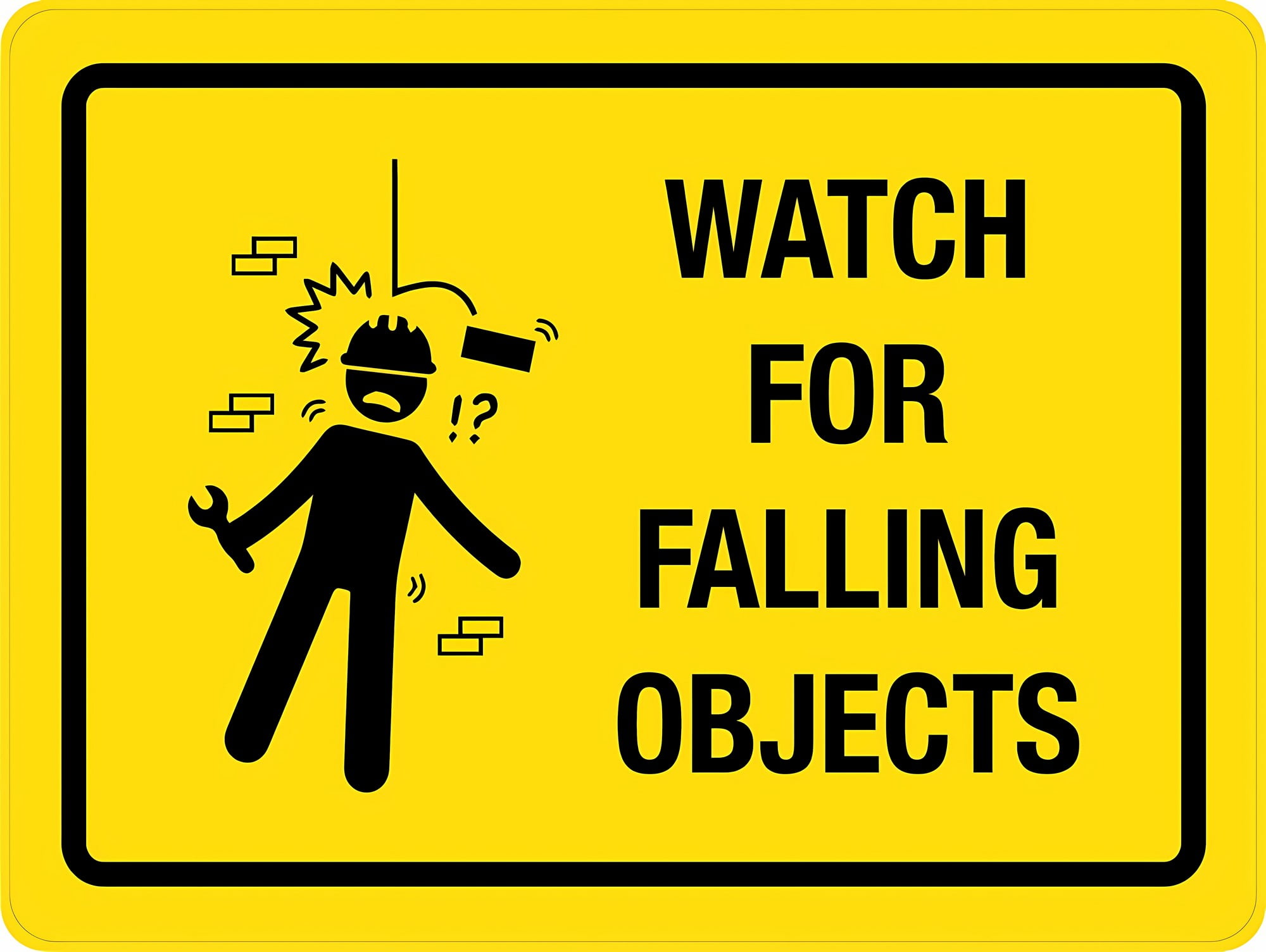 Watch For Falling Objects Safety Sign - 8"x12" Metal Danger Warning ...
