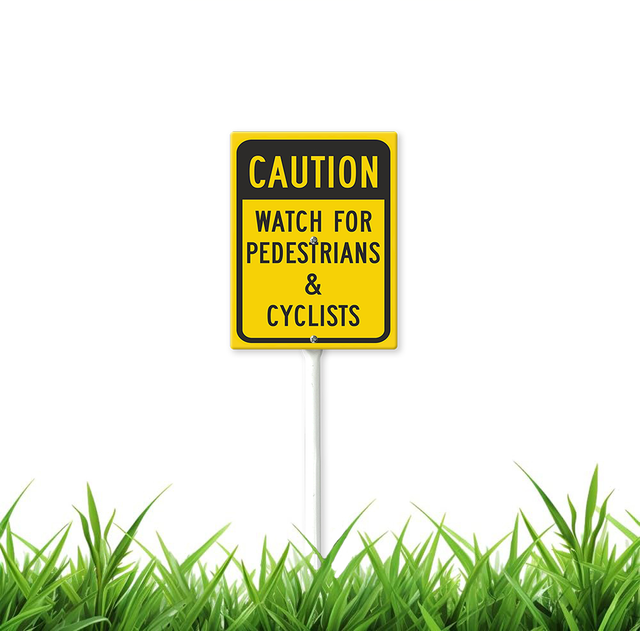 Watch For Pedestrians And Cyclists Sign with Stake 7x8.8 inch Aluminum ...