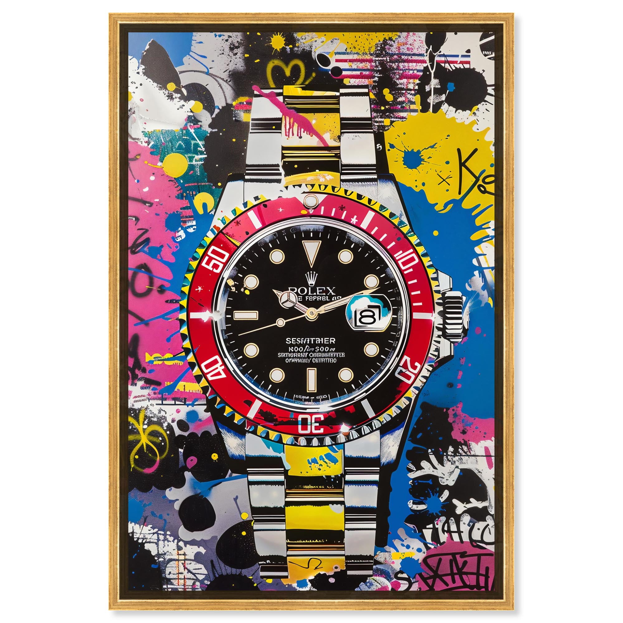 Watch Graffiti Canvas Urban Graffiti Wall Art by Notoriart, Gold Frame ...