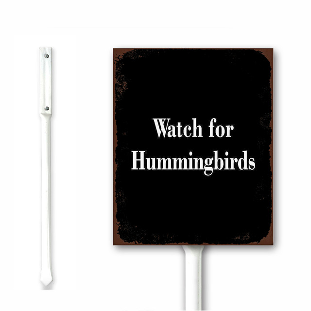 Watch for Hummingbirds Black Yard Sign With Stake, Rustic Lawn & Garden ...