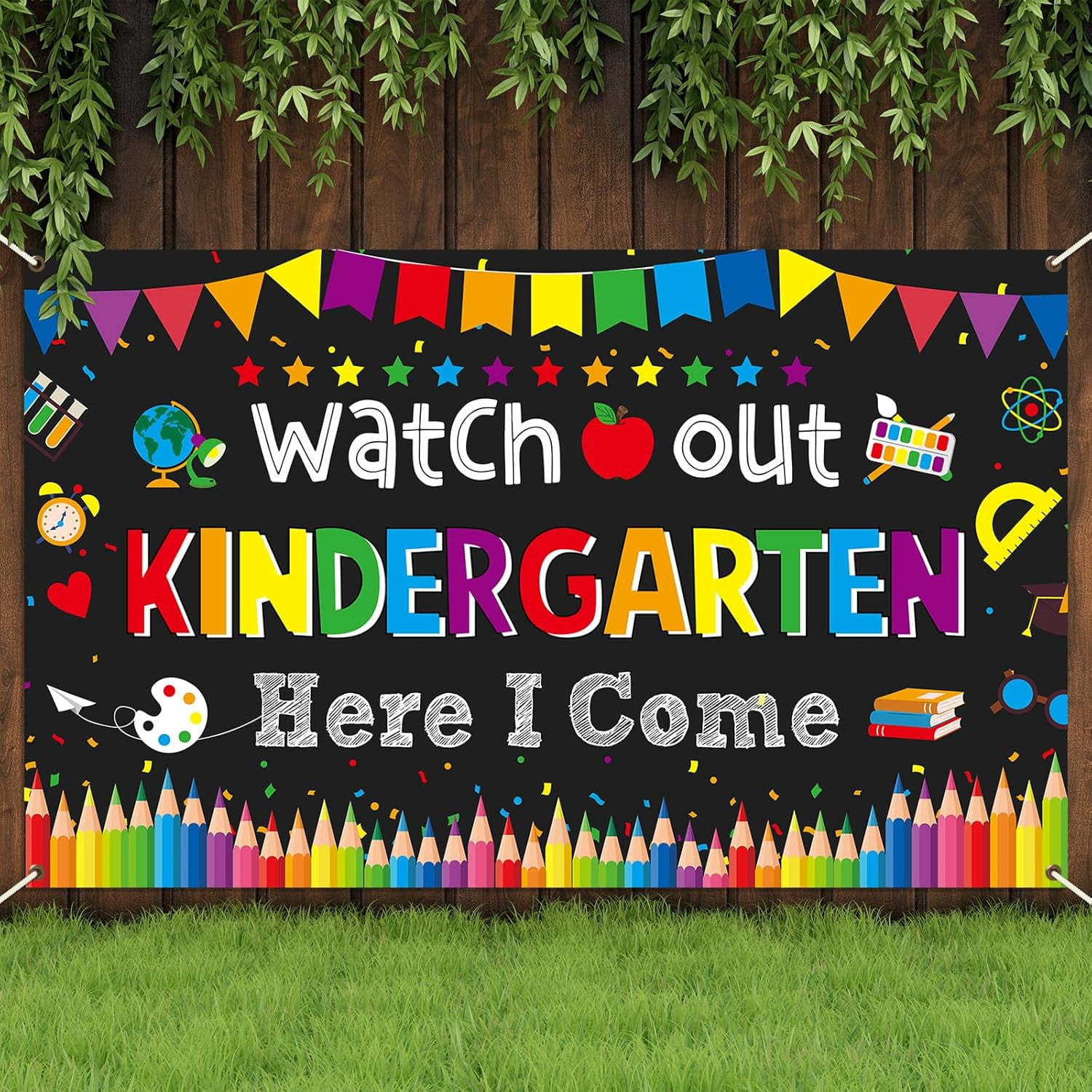 Watch Out Kindergarten Backdrop Preschool Graduation Banner Pre K ...