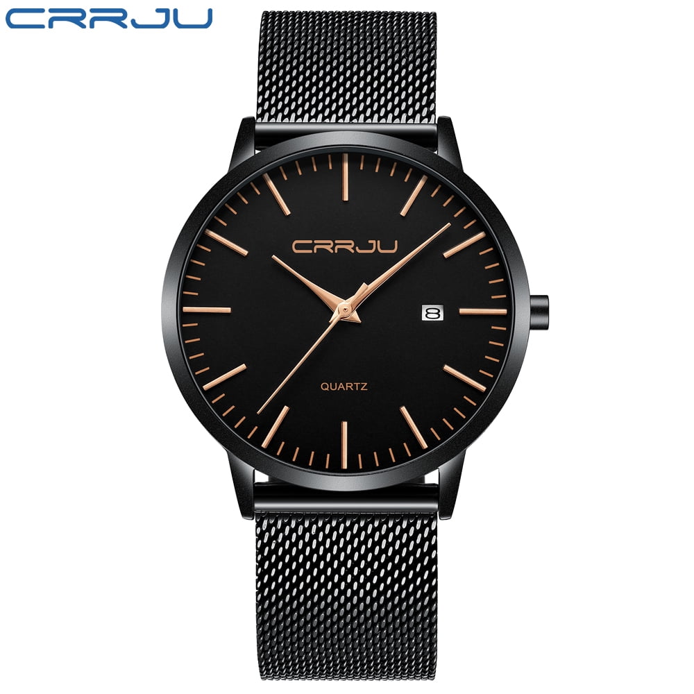 Watch, Mens Watch, CRRJU Ultra Thin Watches Minimalist Fashion Simple Wrist Watch Analog Date ...